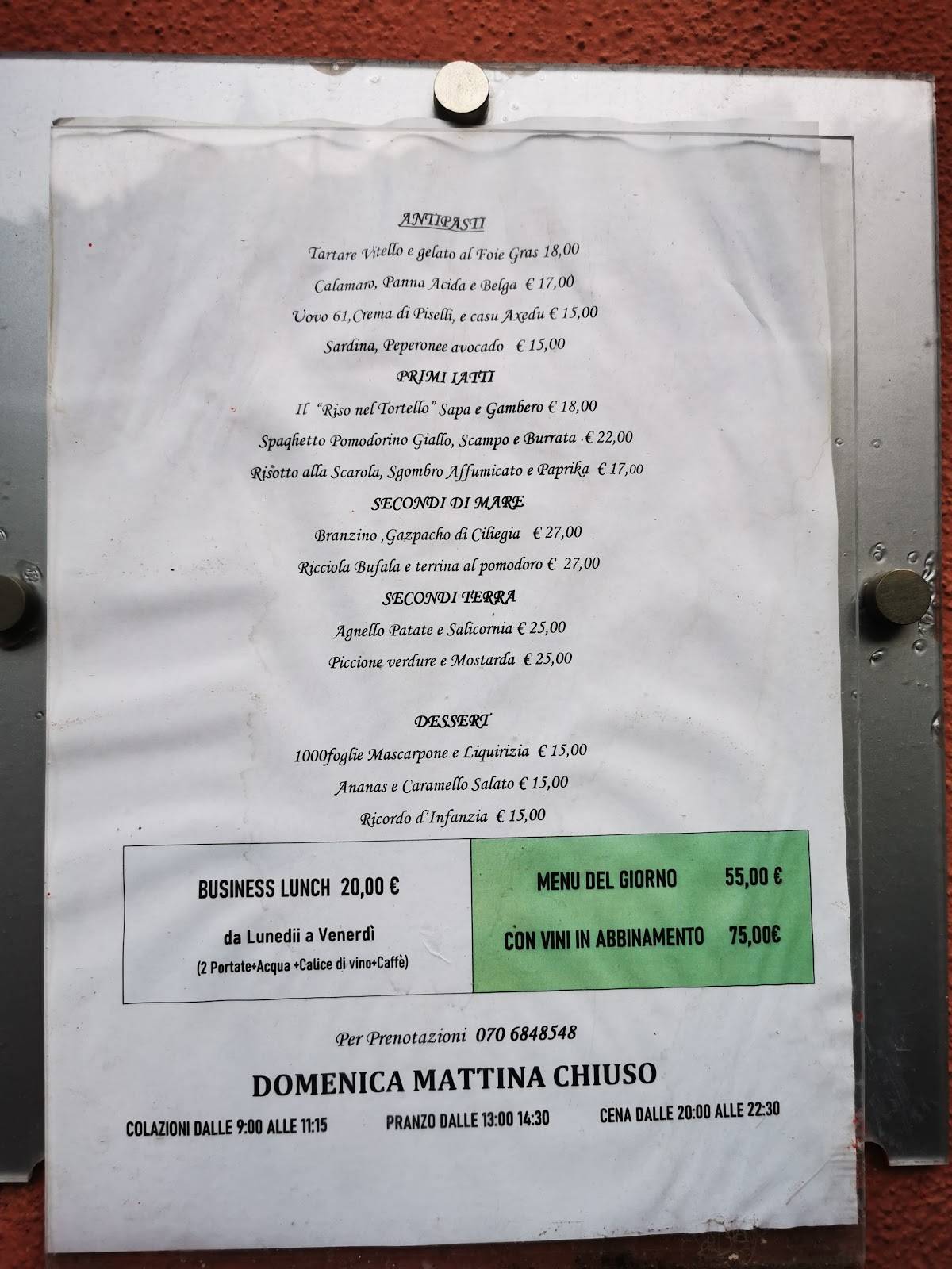 Menu da I Sarti del Gusto ristorante, Cagliari, Vico II Vincenzo Sulis
