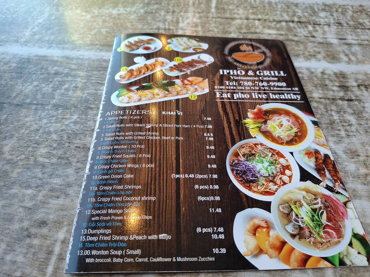 Menu at IPho and Grill Vietnamese Cuisine restaurant, Edmonton