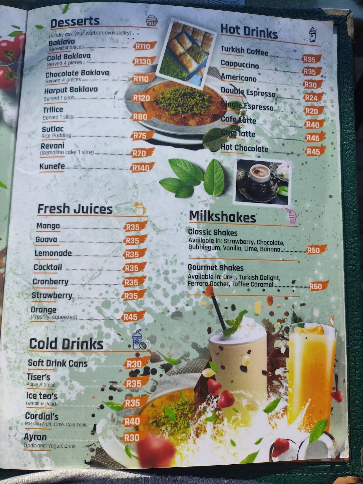 Menu at ISTANBUL KEBAB Melrose Arch restaurant, Johannesburg