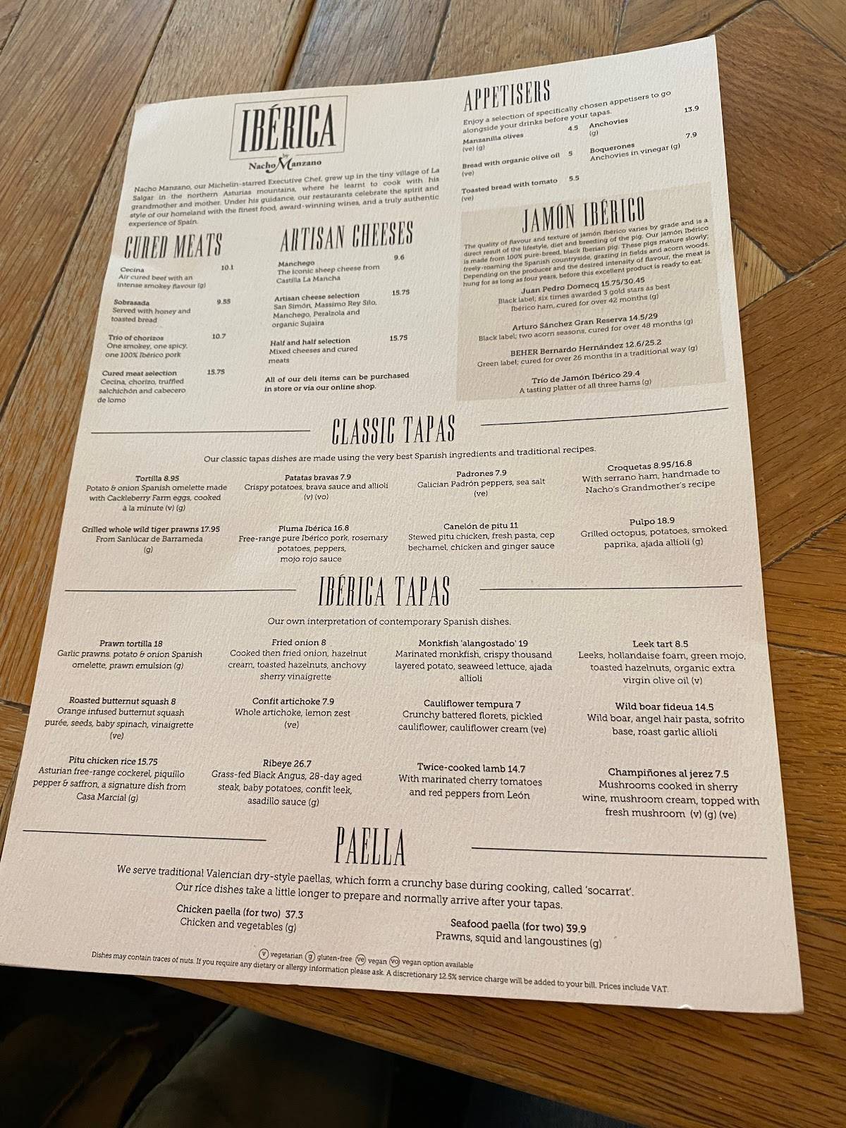 Menu at Ibérica Victoria pub & bar, London, 5-6