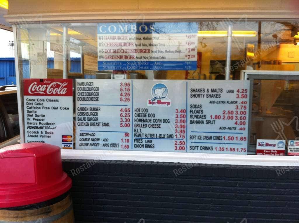 Menu at Ice-Burg Drive-In fast food, Walla Walla