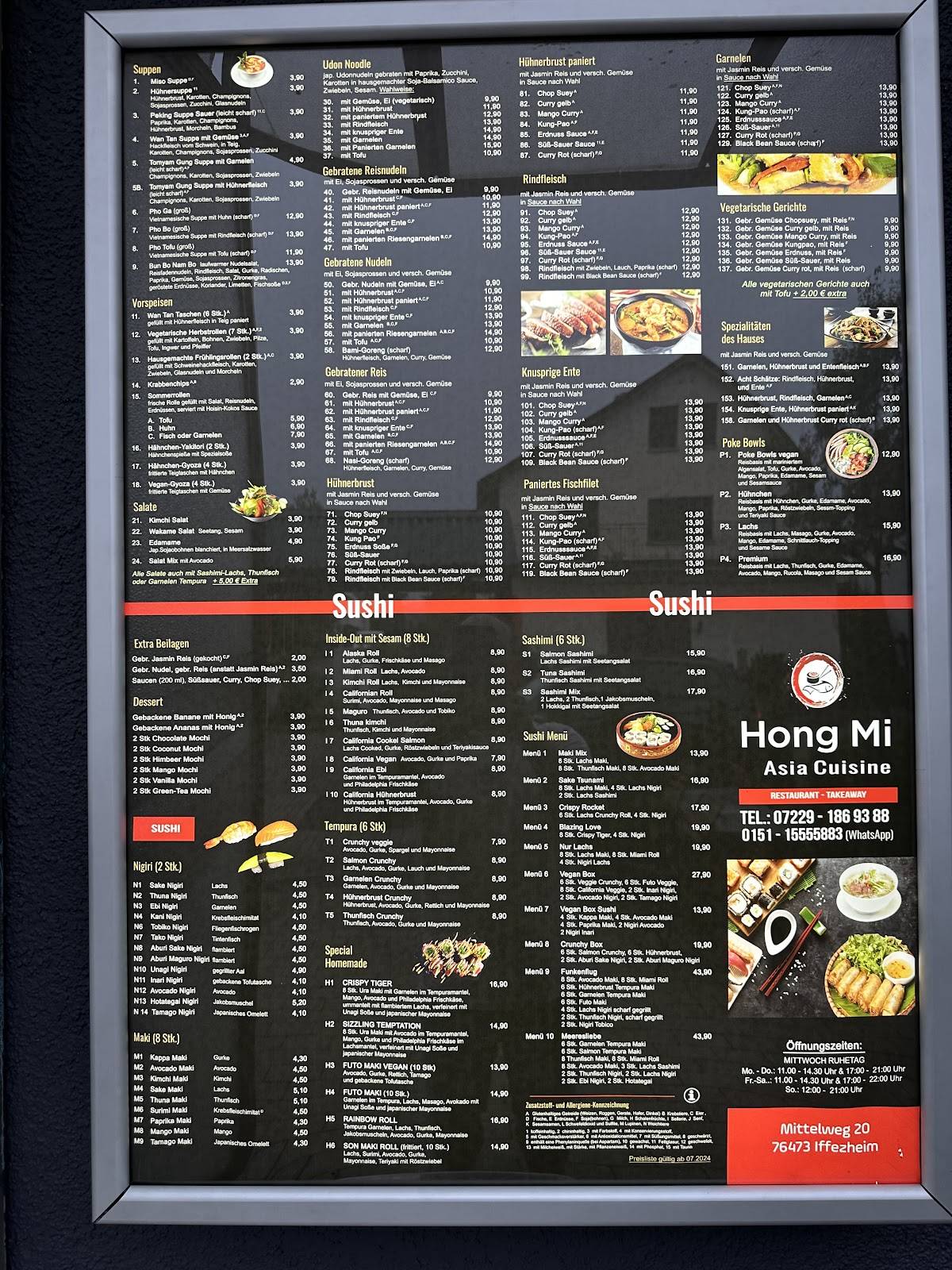 Speisekarte von Hong Mi Asia restaurant, Iffezheim