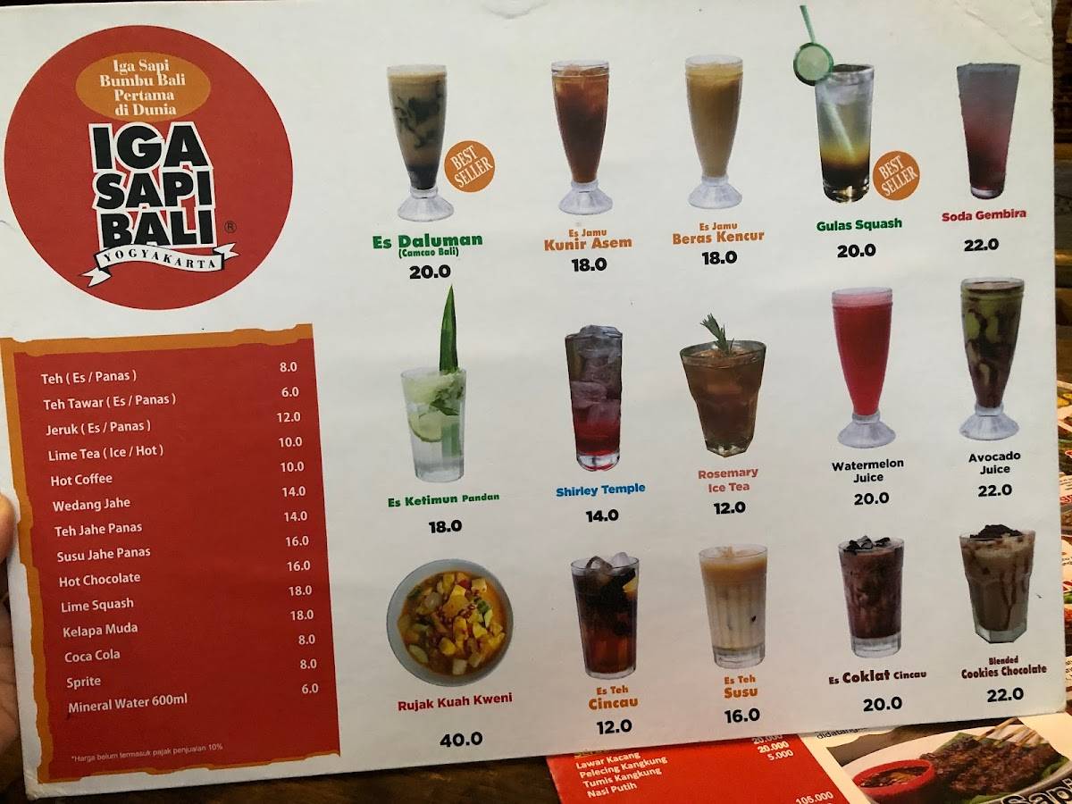 Menu at Iga Sapi Bali restaurant, Sariharjo, Jl. Palagan Tentara ...
