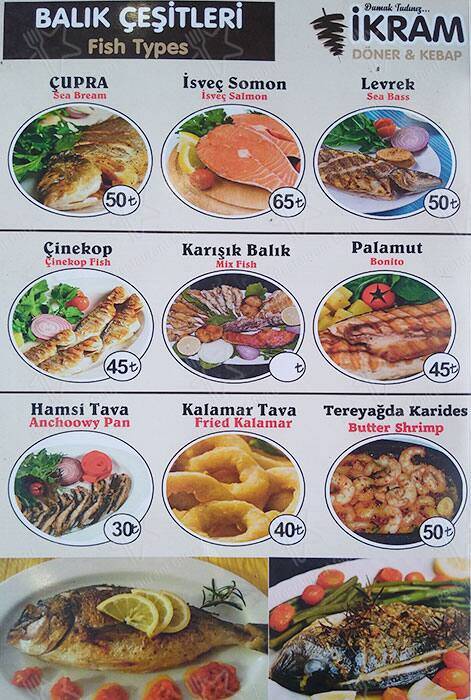 Menu at İkram Doner Kebap, Istanbul