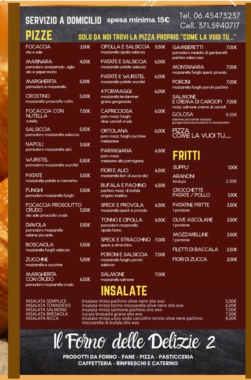Menu da Il Forno delle Delizie 2, Roma