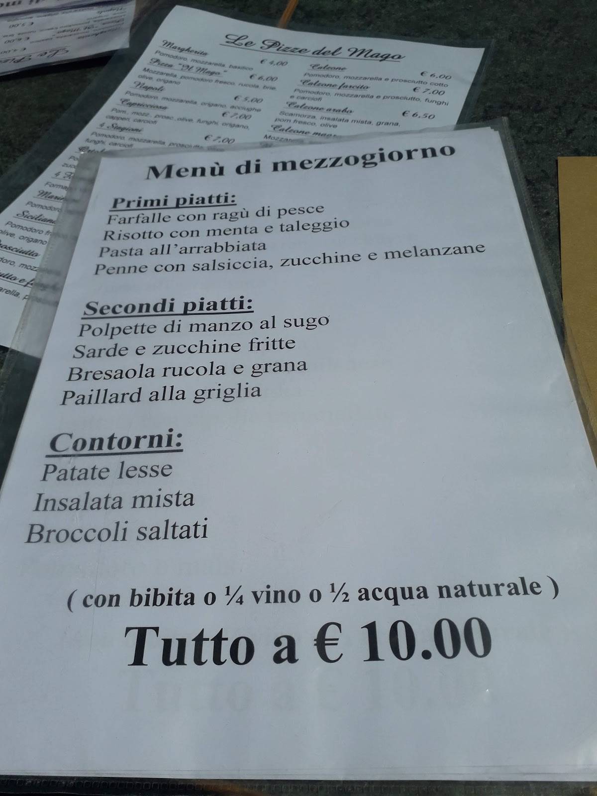Menu da Il Mago pizzeria, Milano, Via Giuseppe Ripamonti
