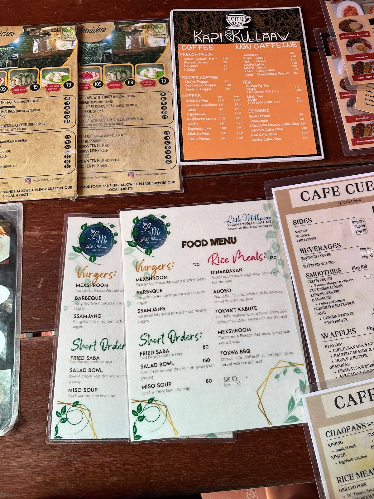 Menu at Ili-Likha Artists Village cafe, Baguio