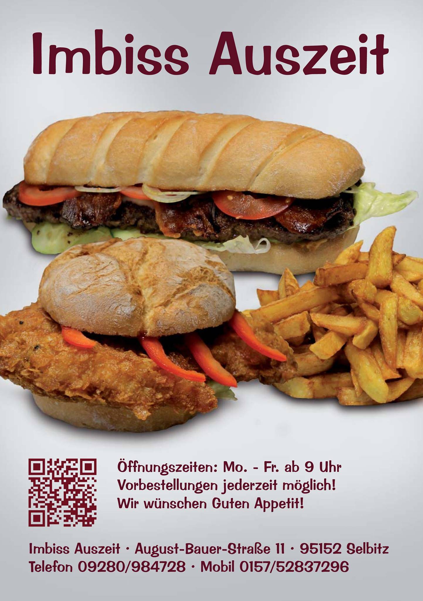 Speisekarte von Imbiss Auszeit restaurant, Selbitz