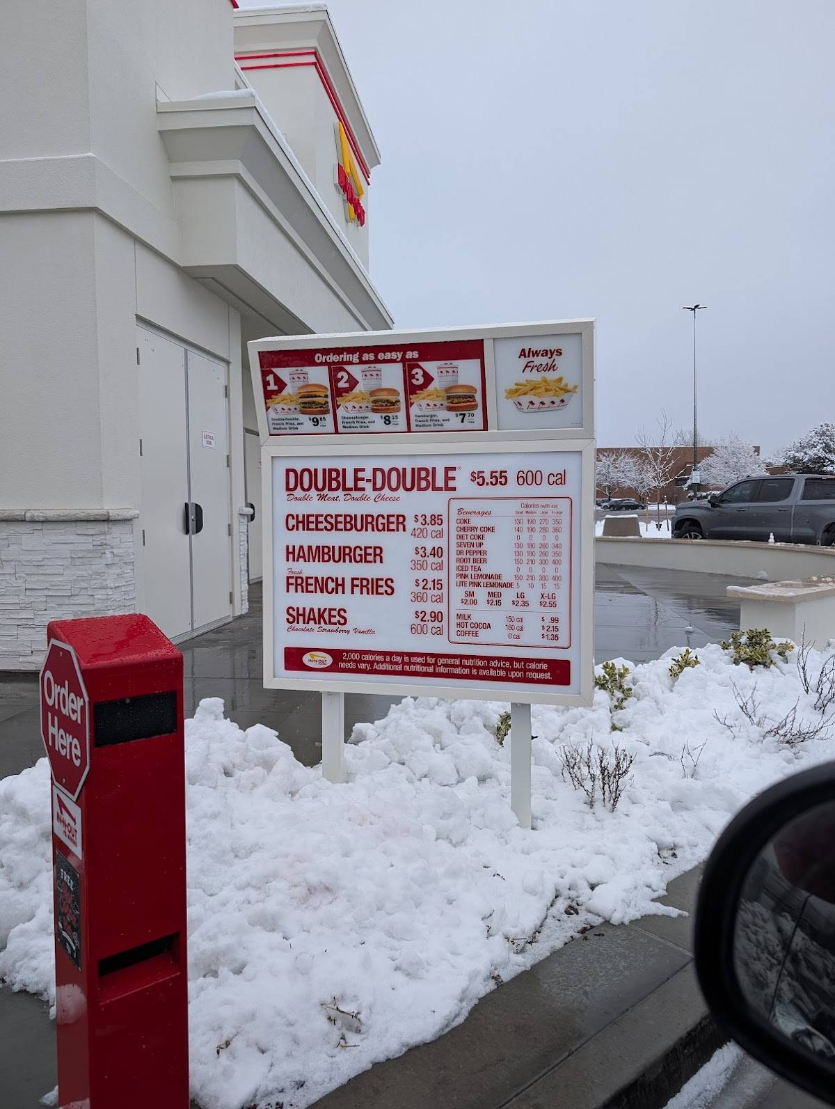 Menu at In-N-Out Burger restaurant, Boise