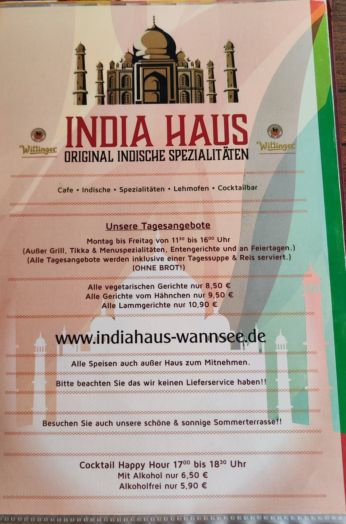 India Haus Werder Speisekarte