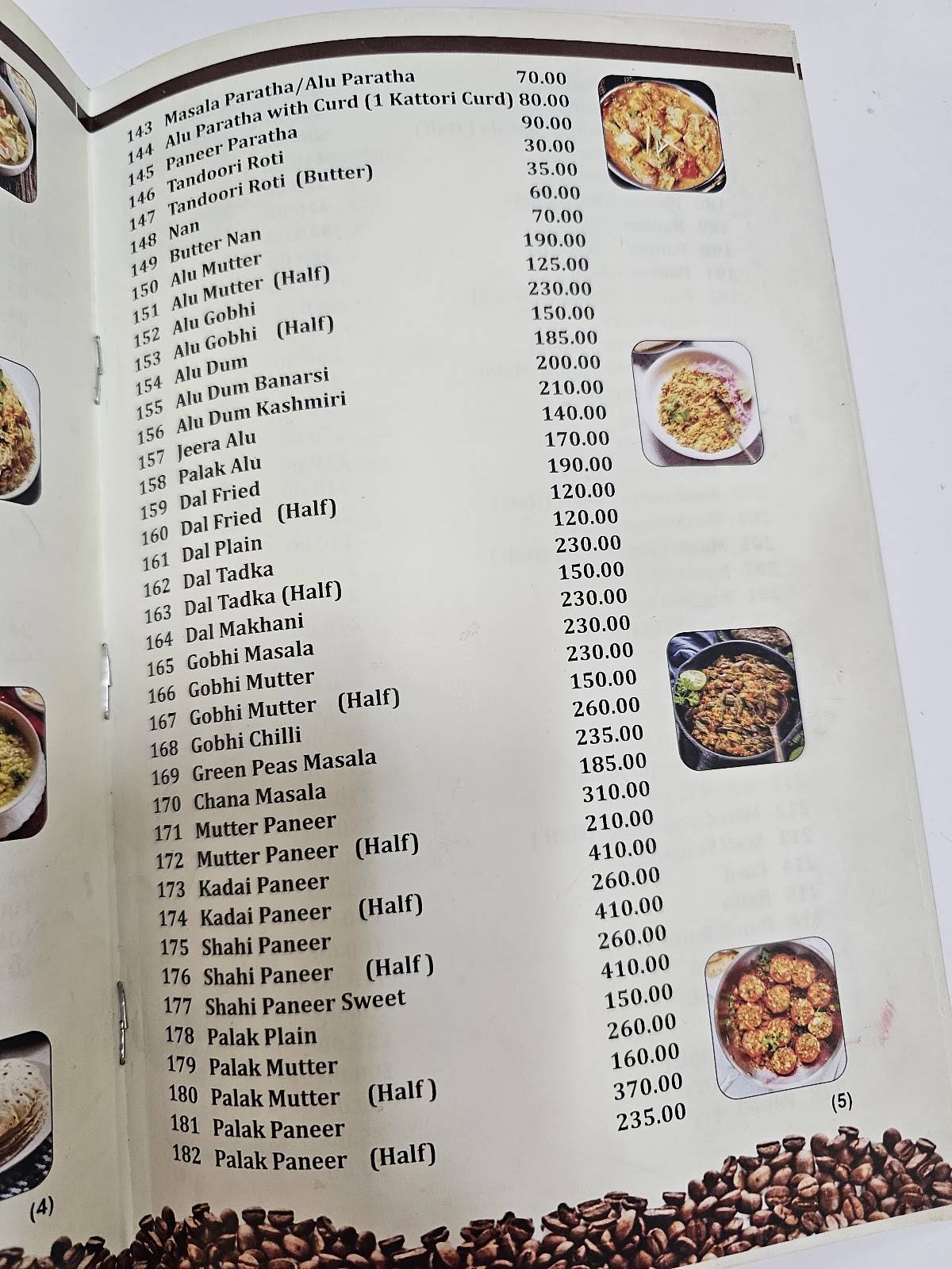 Menu at Indian Coffee House Ranjhi, Jabalpur, Darshan Singh Tiraha