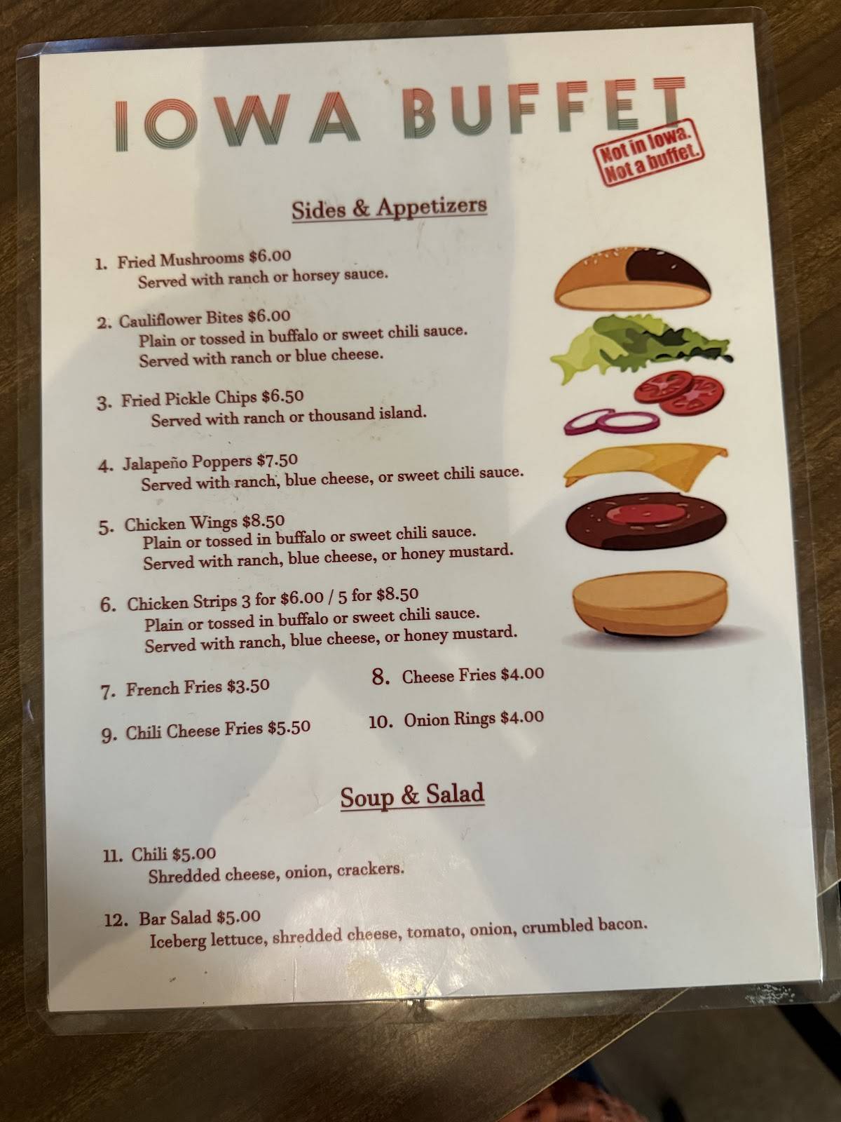 Menu at Iowa Buffet pub & bar, St. Louis