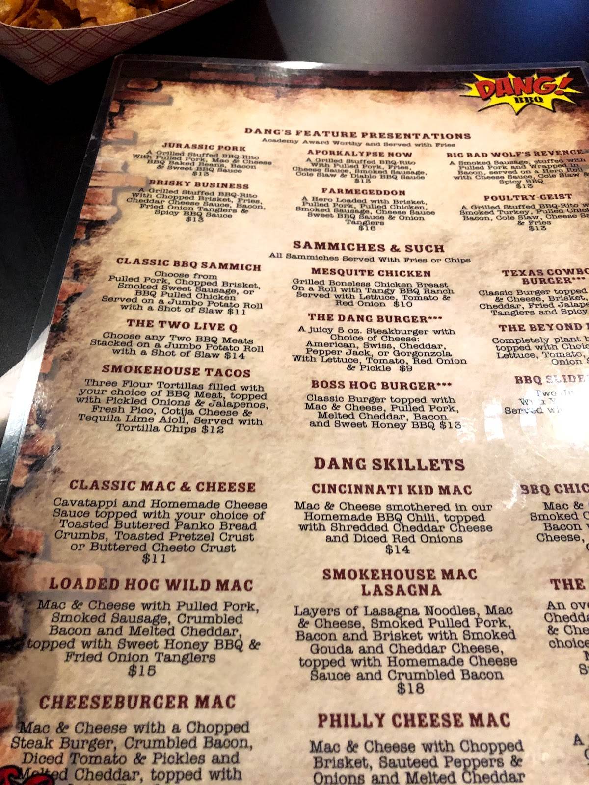 Menu at Dang BBQ, Islip