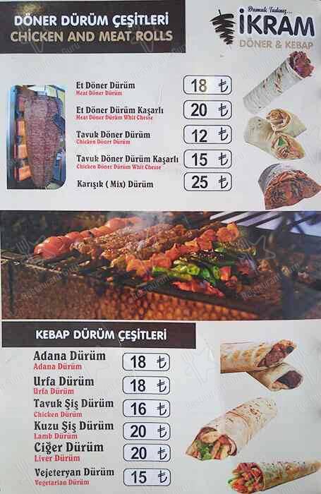 Menu at İkram Doner Kebap, Istanbul