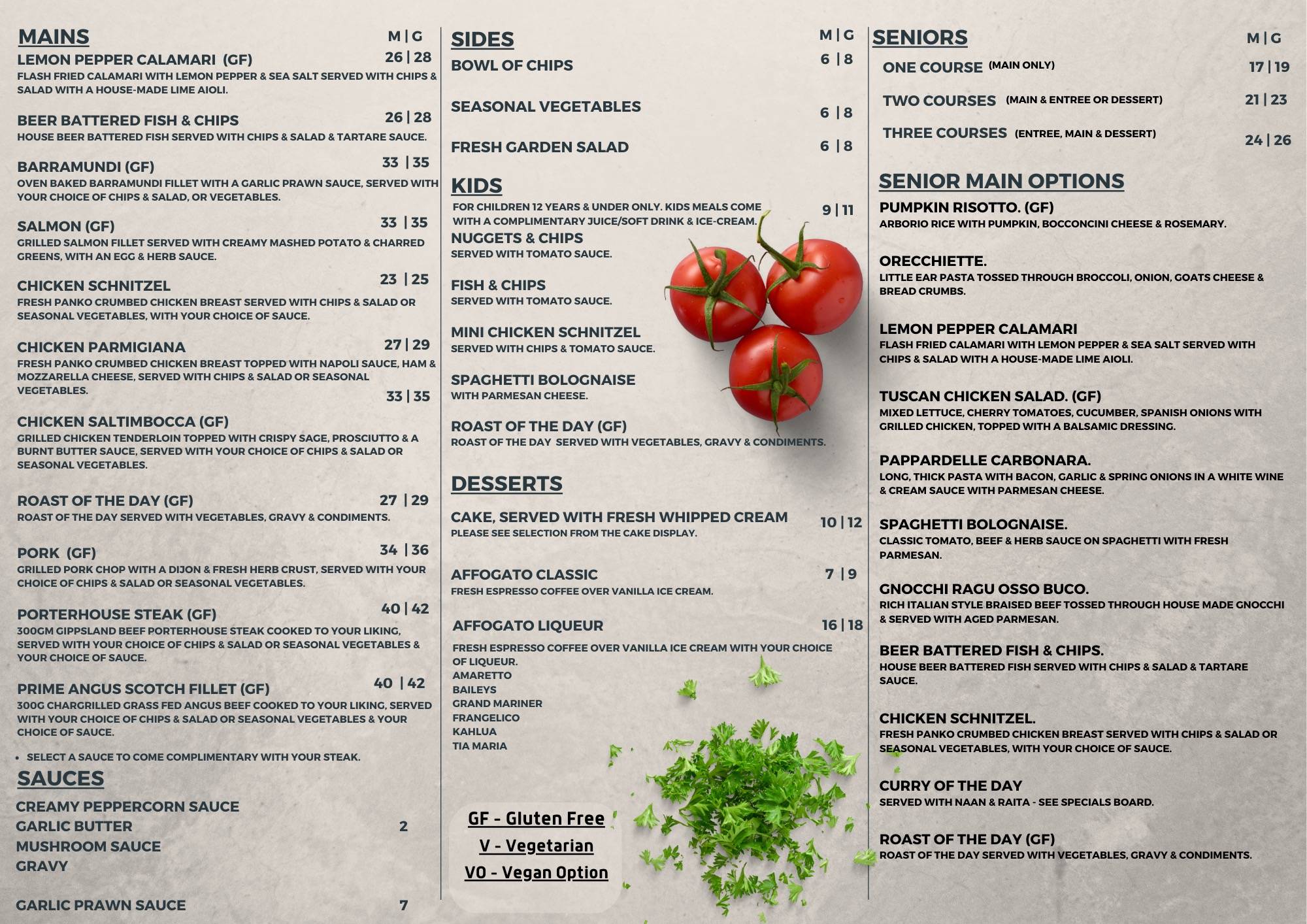 Menu at Italian Australian Club, Morwell, 499-501 Princes Dr