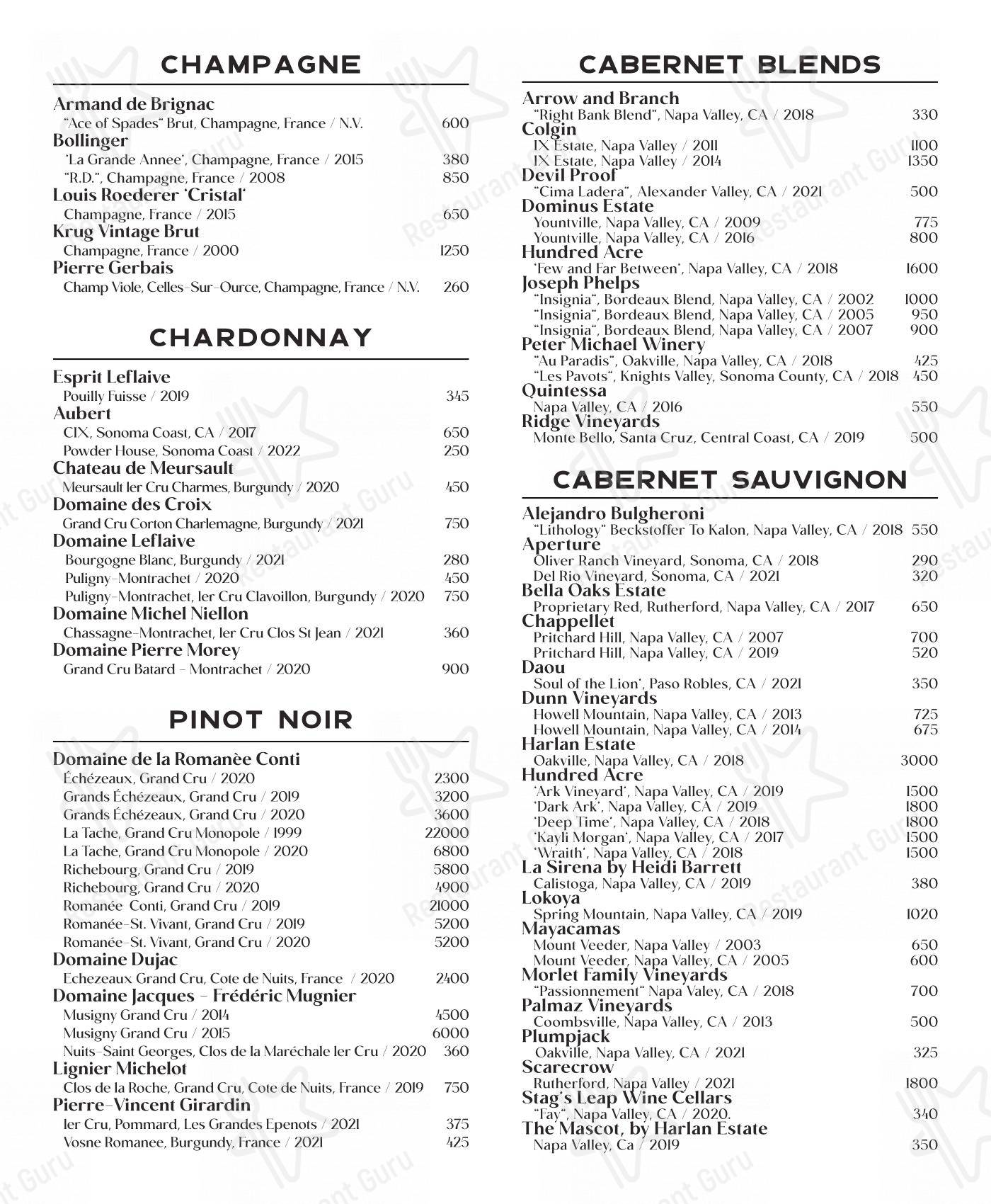 Menu at J Carver’s Oyster Bar & Chophouse, Austin