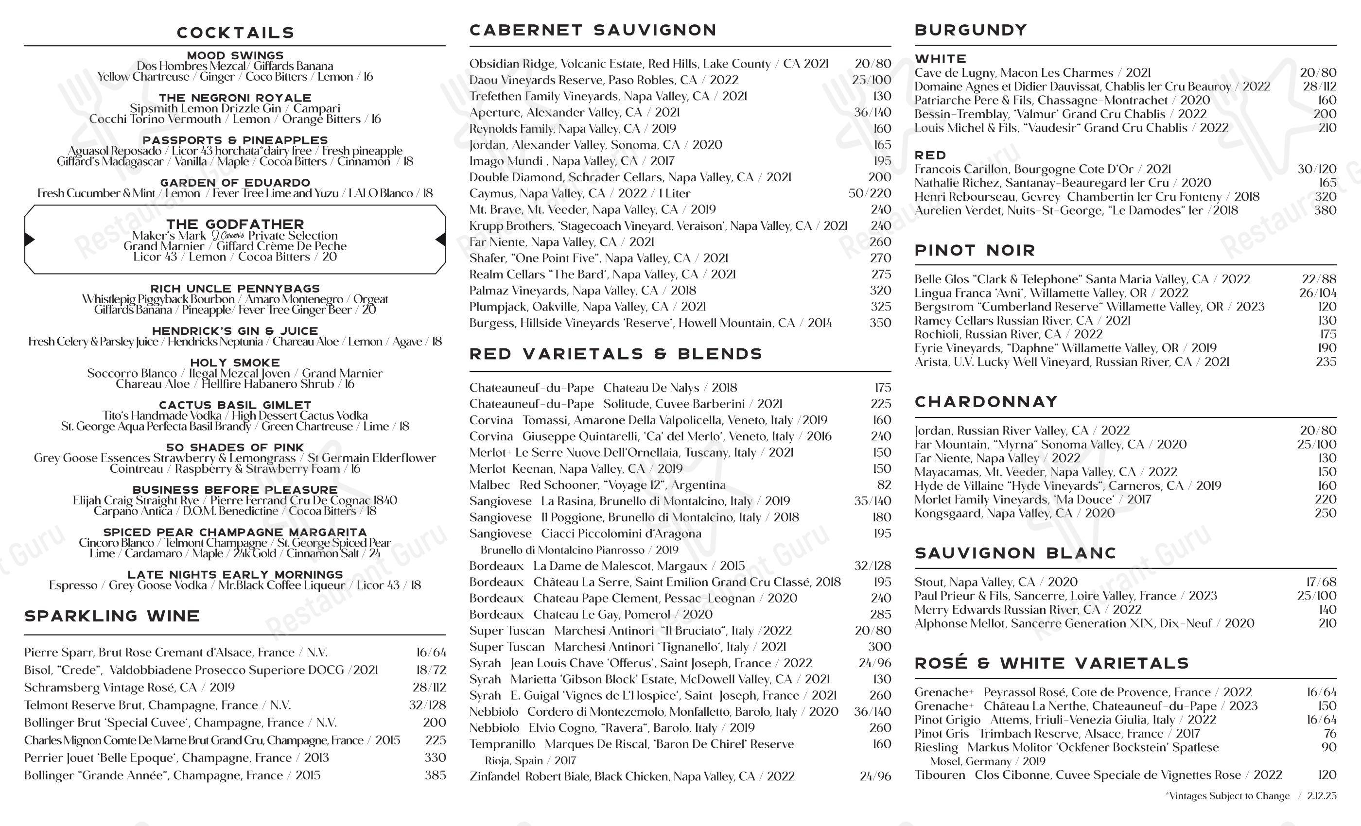 Menu at J Carver’s Oyster Bar & Chophouse, Austin