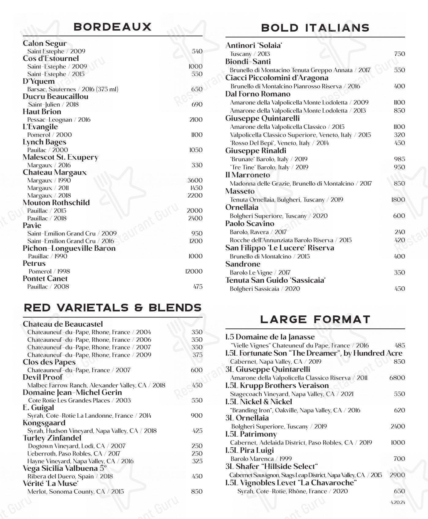 Menu at J Carver’s Oyster Bar & Chophouse, Austin