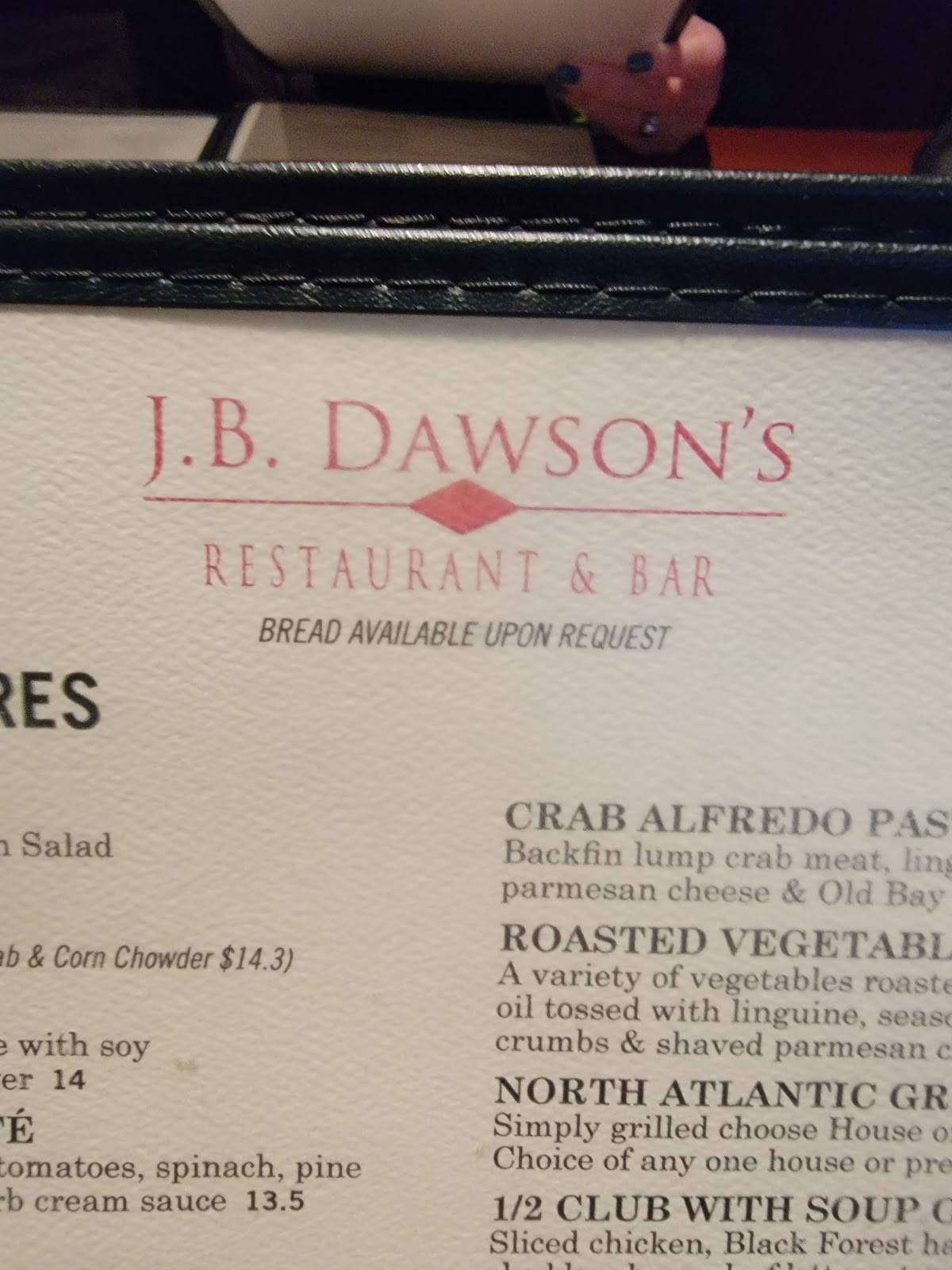Menu at JB Dawson's Restaurant & Bar, Langhorne