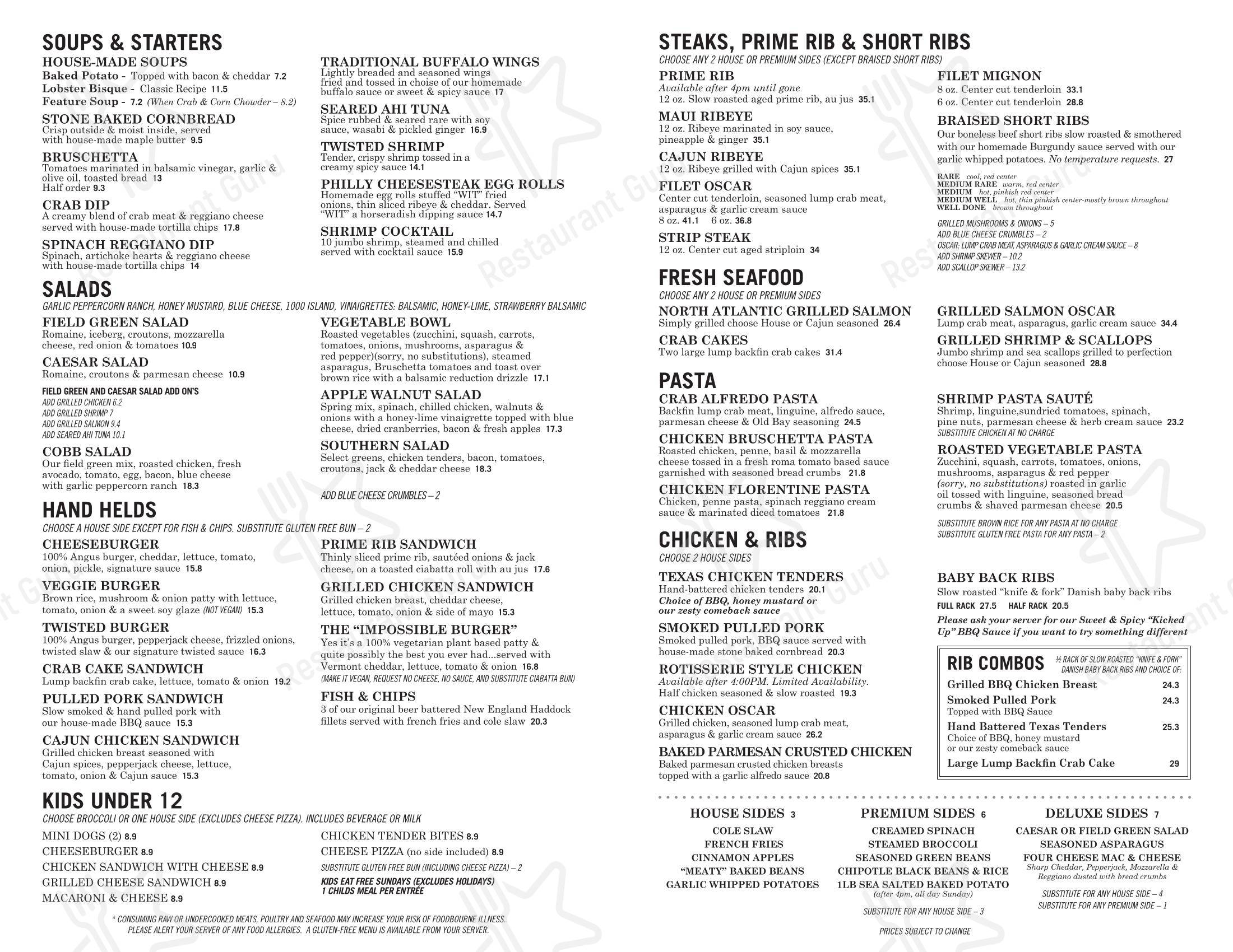 Menu at JB Dawson's Restaurant & Bar, Langhorne