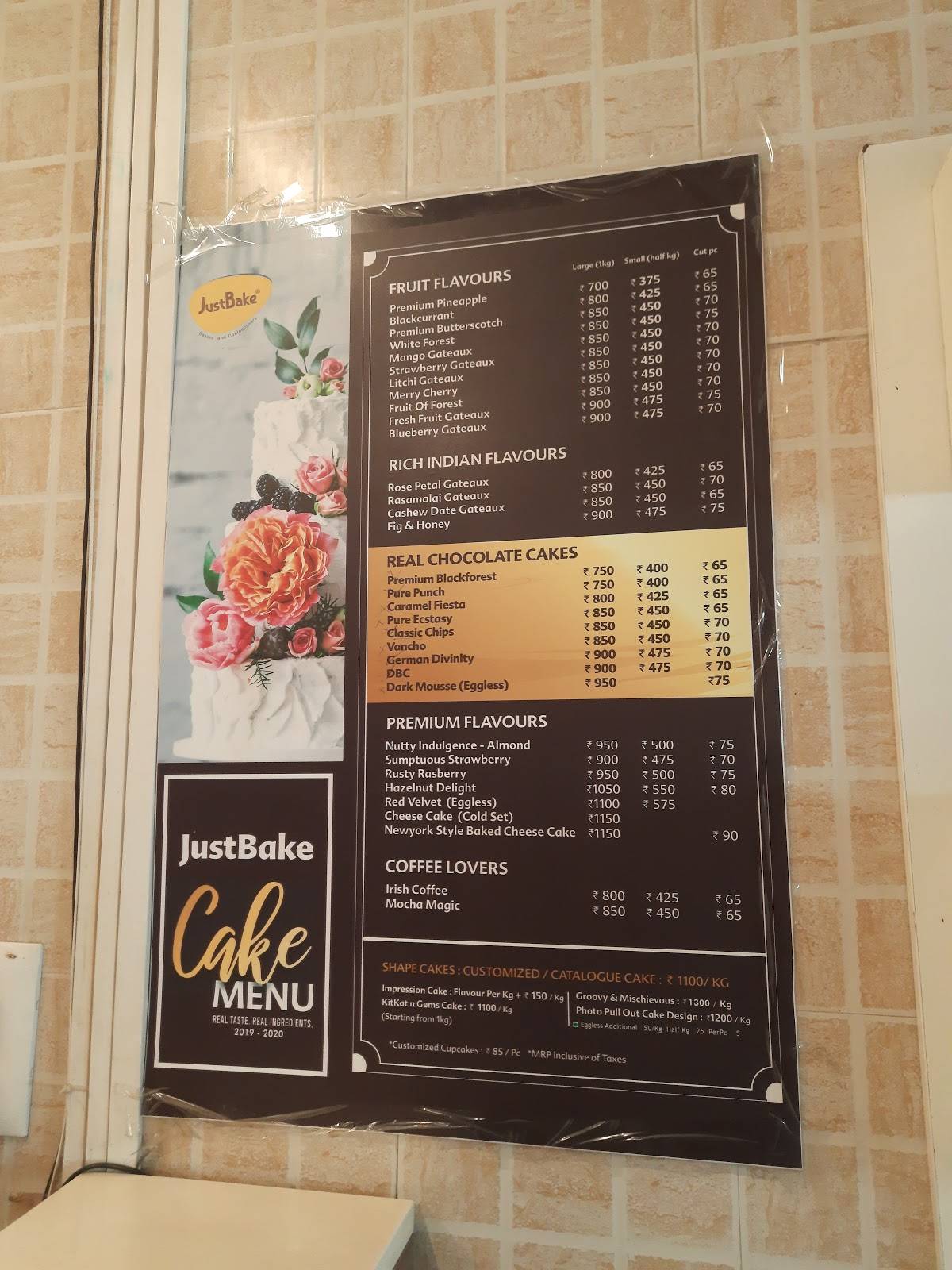 Menu at JUST BAKE, Bengaluru, No 71/1E