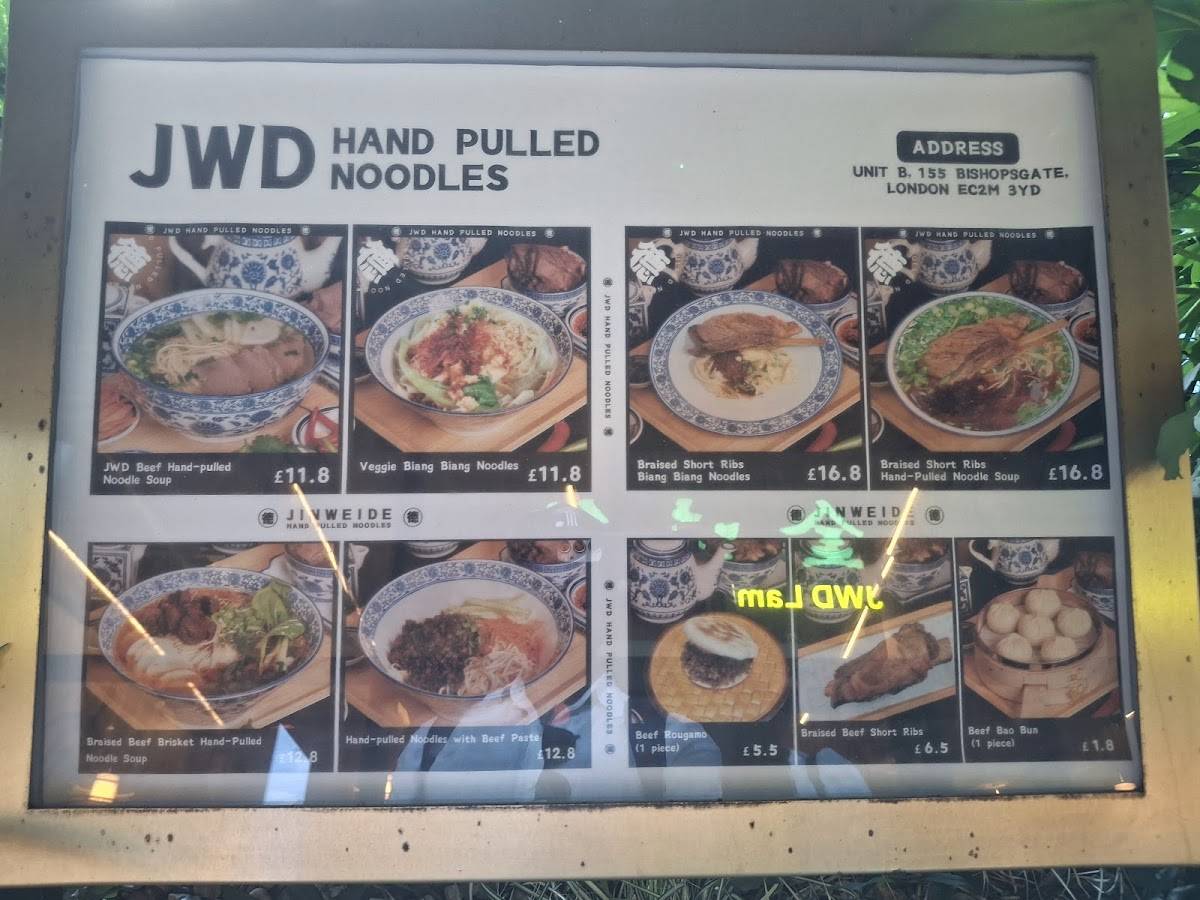 Menu at JWD Hand-Pulled Noodle Bar (Liverpool St) 金味德拉面, London