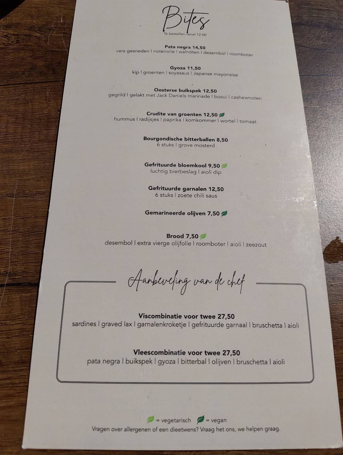 Menu at Jachtslot Mookerheide, Molenhoek