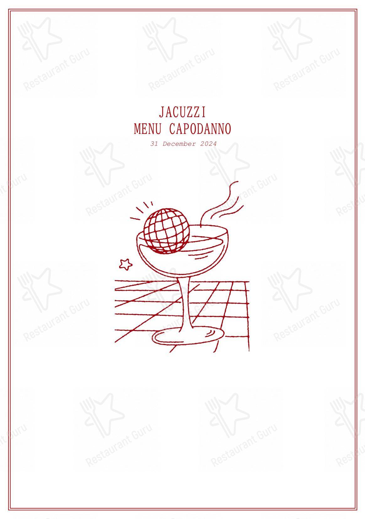 Menu at Jacuzzi restaurant, London