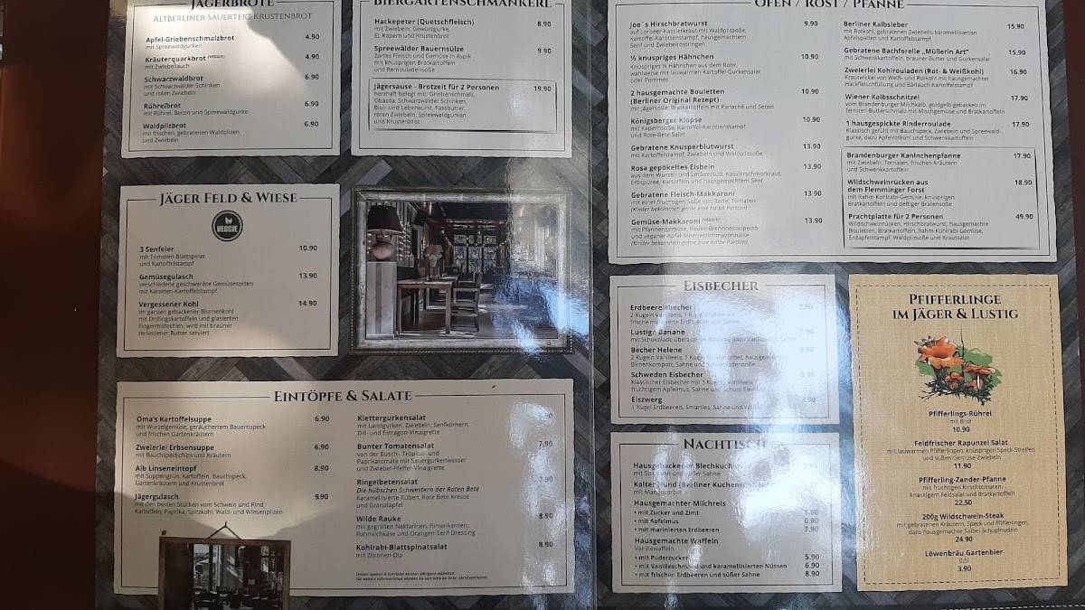 Menu at Jäger & Lustig restaurant, Berlin, Grünberger Str. 1