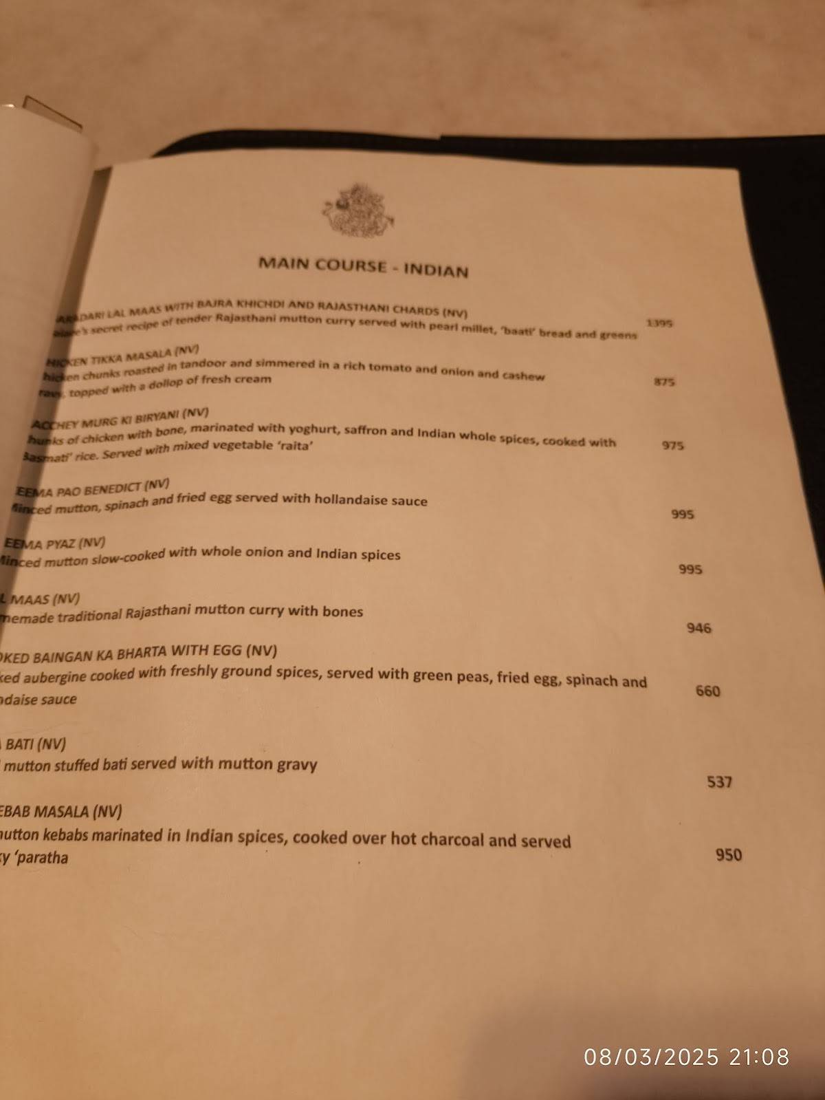 Menu at Baradari Restaurant & Bar, Jaipur, Jaleb Chowk