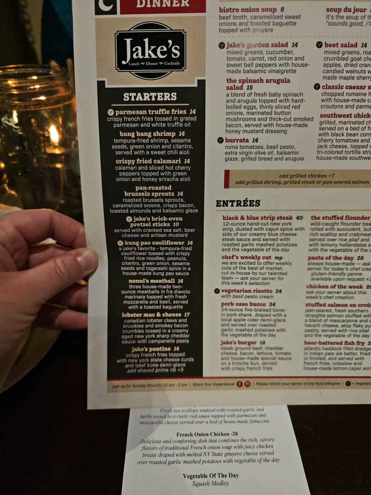 Menu at Jake's on the Water pub & bar, Hannawa Falls, NY-56