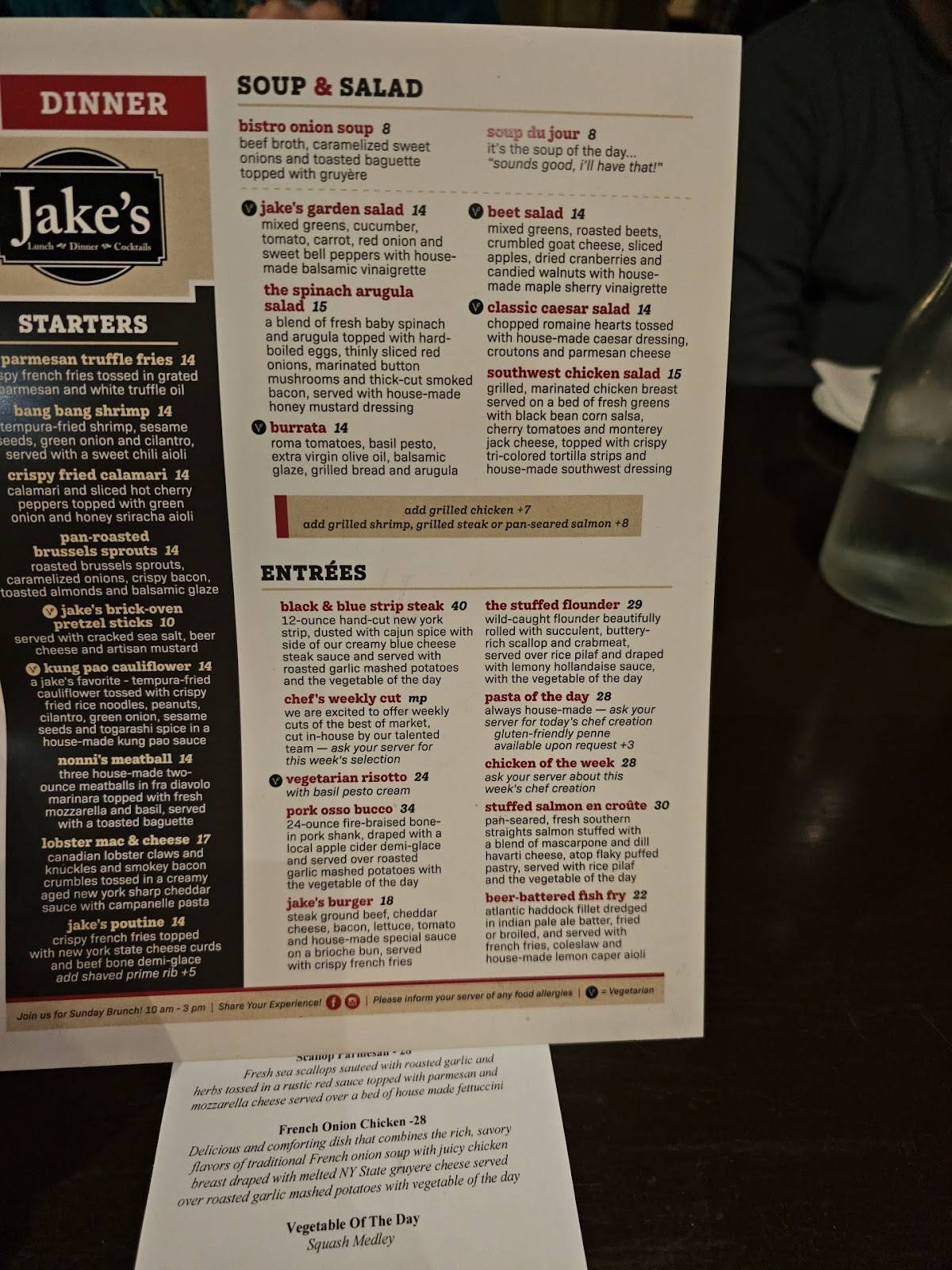 Menu at Jake's on the Water pub & bar, Hannawa Falls, NY-56