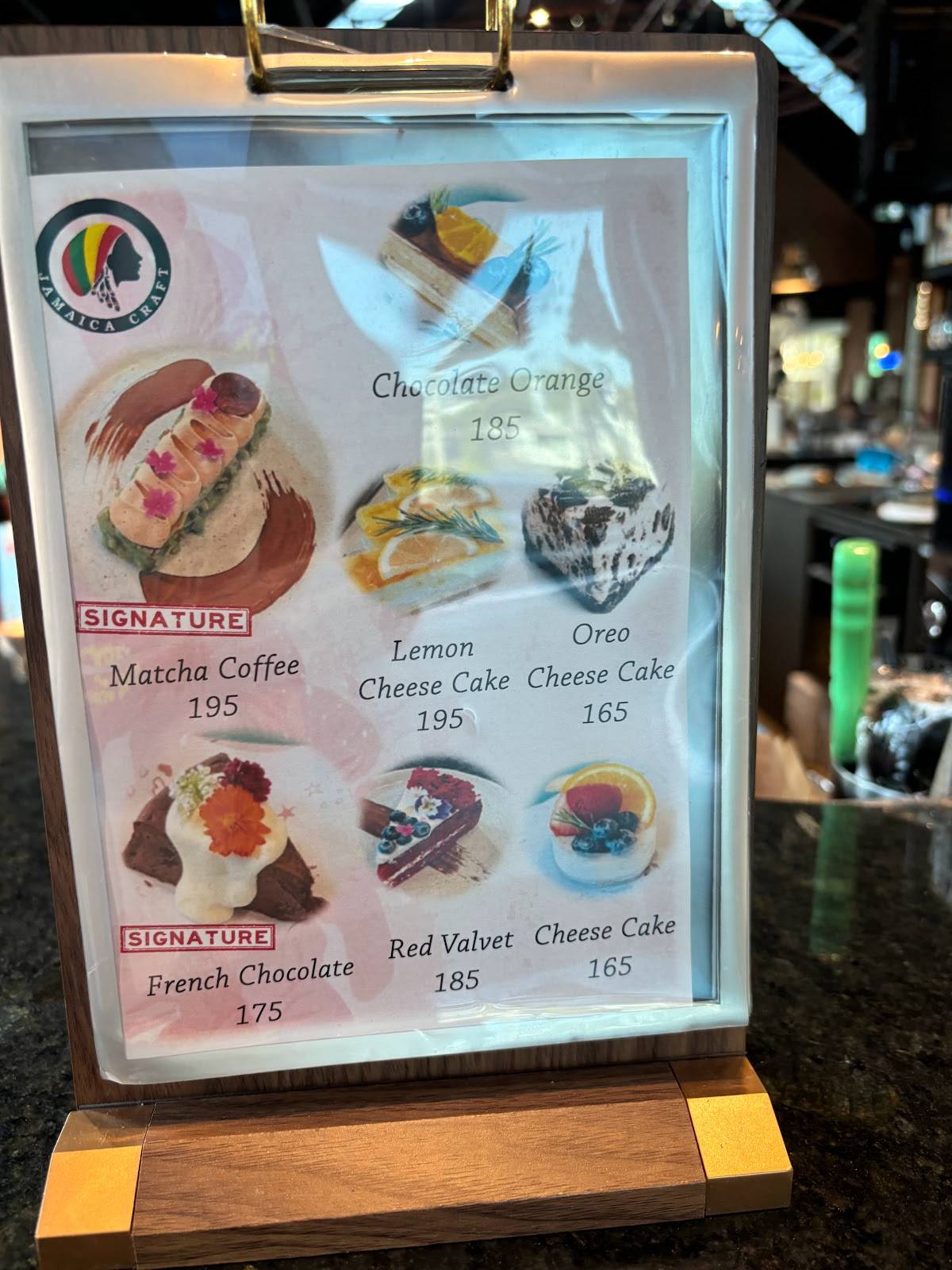 Menu at Jamaica Craft Cafe, Bangkok