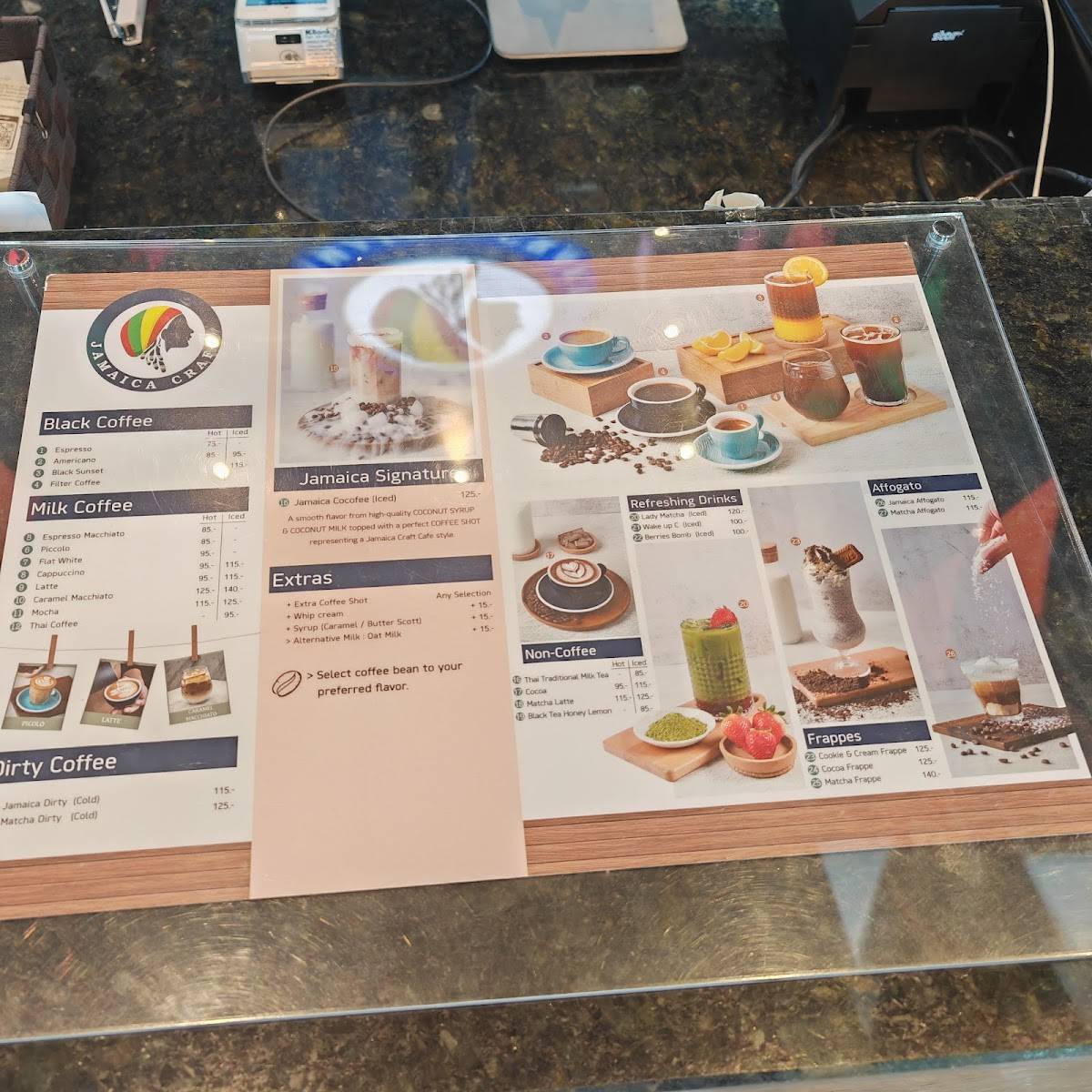 Menu at Jamaica Craft Cafe, Bangkok