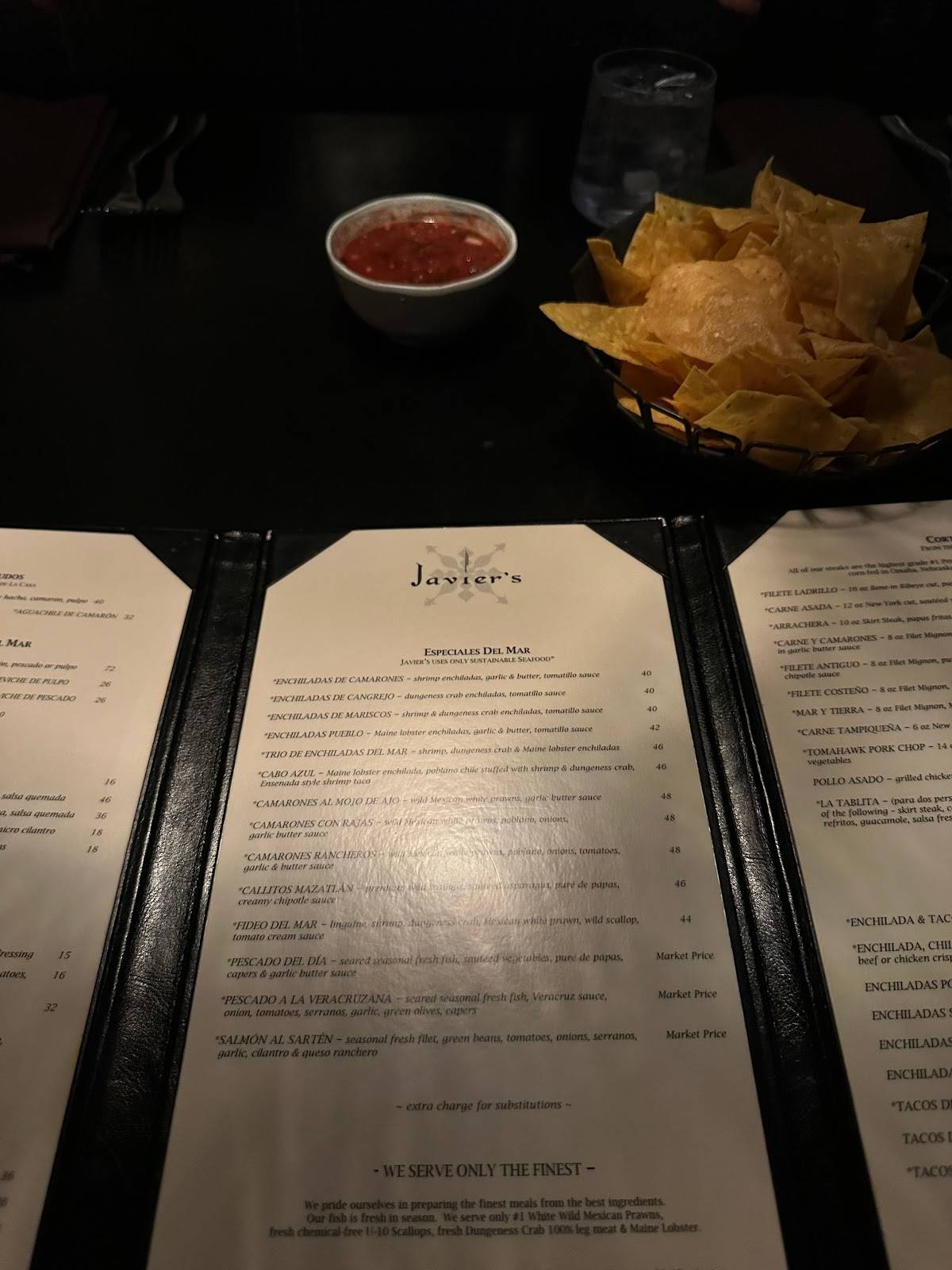 Menu at Javier's Restaurant - Newport Beach, Newport Beach