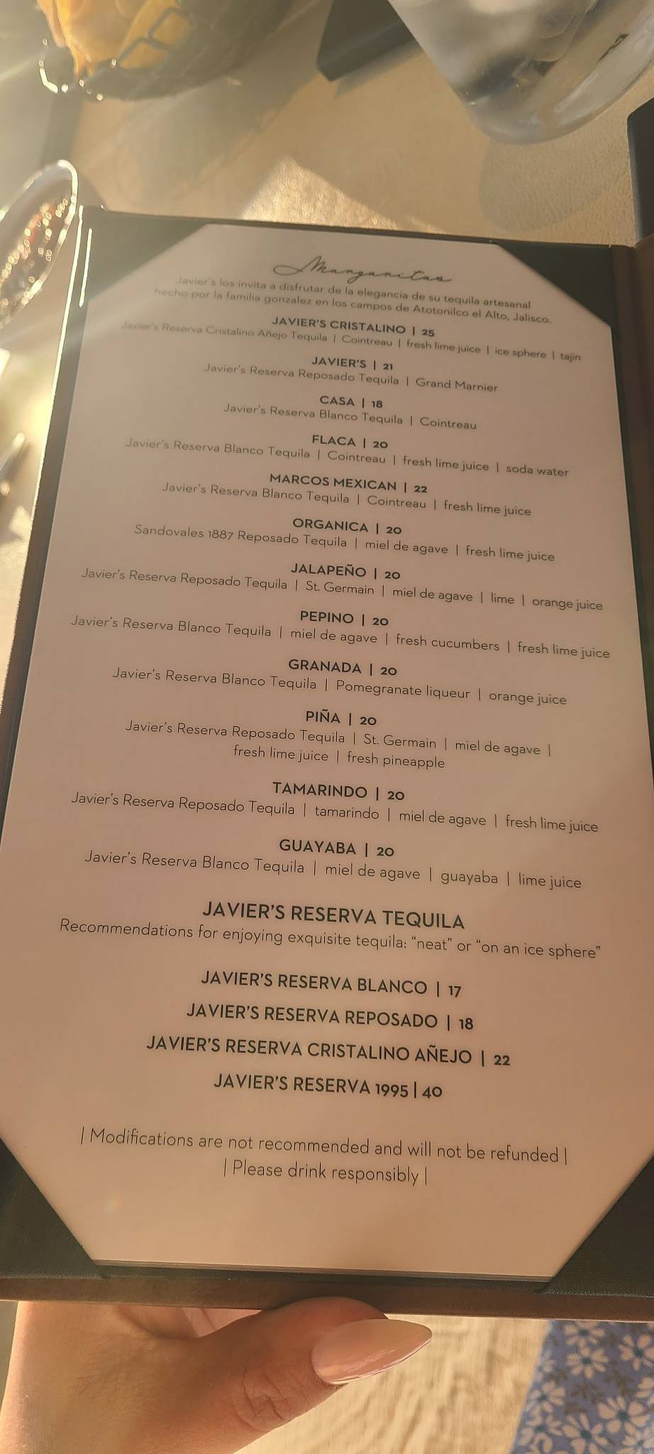 Menu at Javier's Restaurant - Newport Beach, Newport Beach