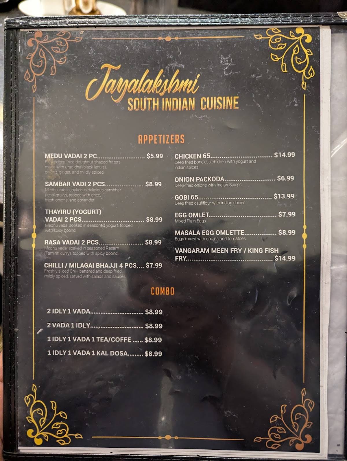 Carta del restaurante Jayalakshmi South Indian Cuisine, Kitchener
