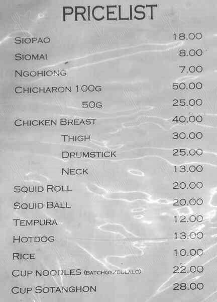 Menu at Jepoy Food Express, Cebu City, Juan Luna St