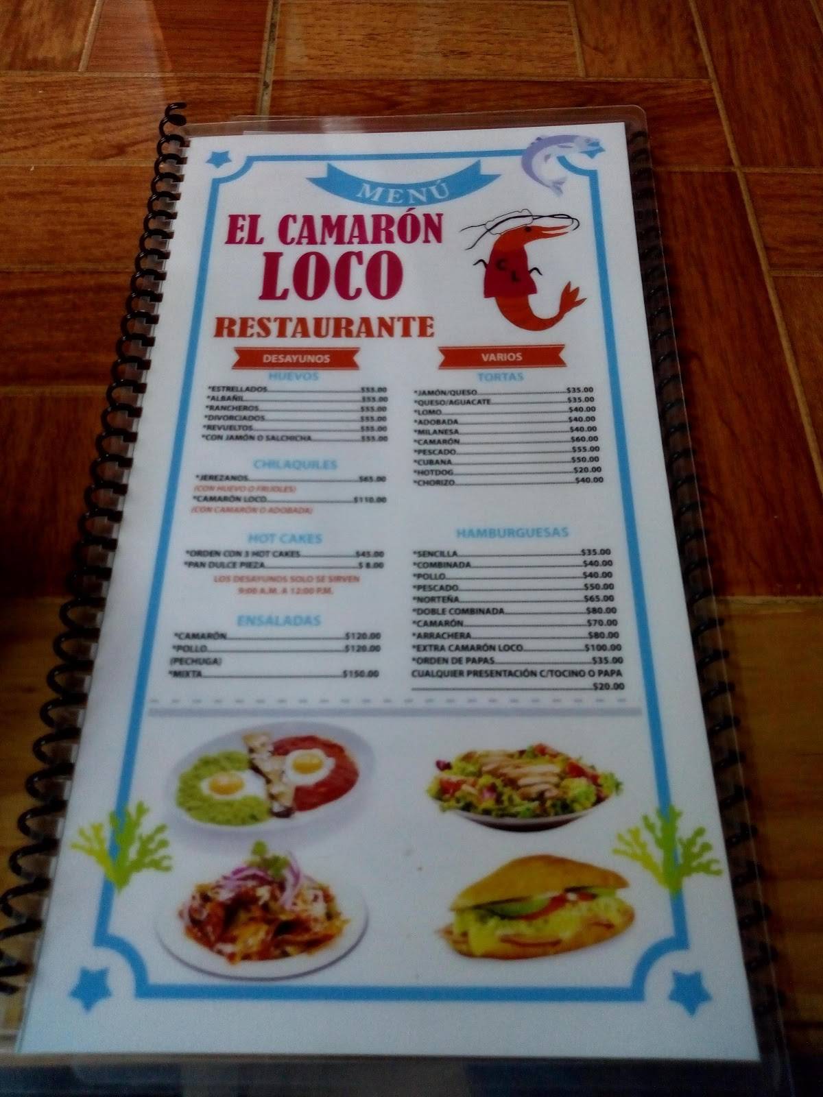 Carta del restaurante El Camarón Loco, Jerez del García Salinas