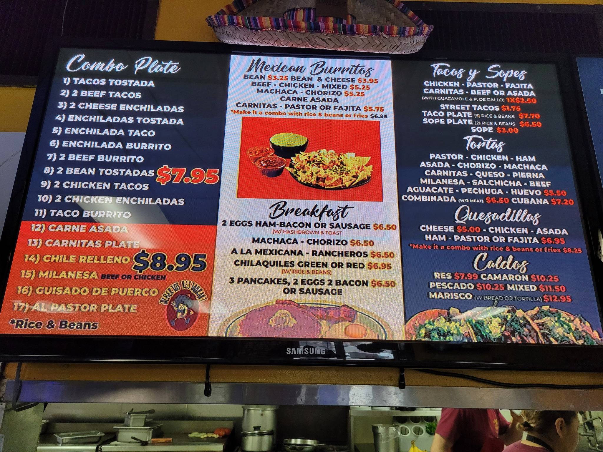 Menu at Jilberto's Mexican Food restaurant, Dallas, Main St