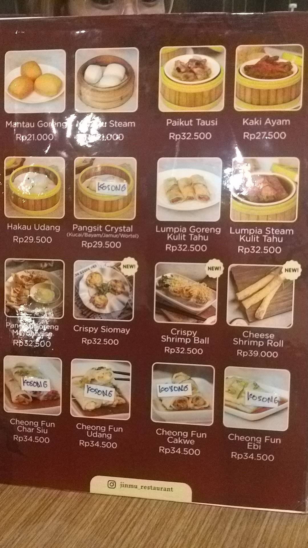 Menu at Jin Mu Pluit Village Mall restaurant, North Jakarta, Pluit ...