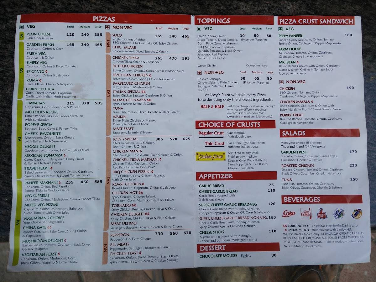 Menu at Joey's Pizza, Mumbai, Shop-1