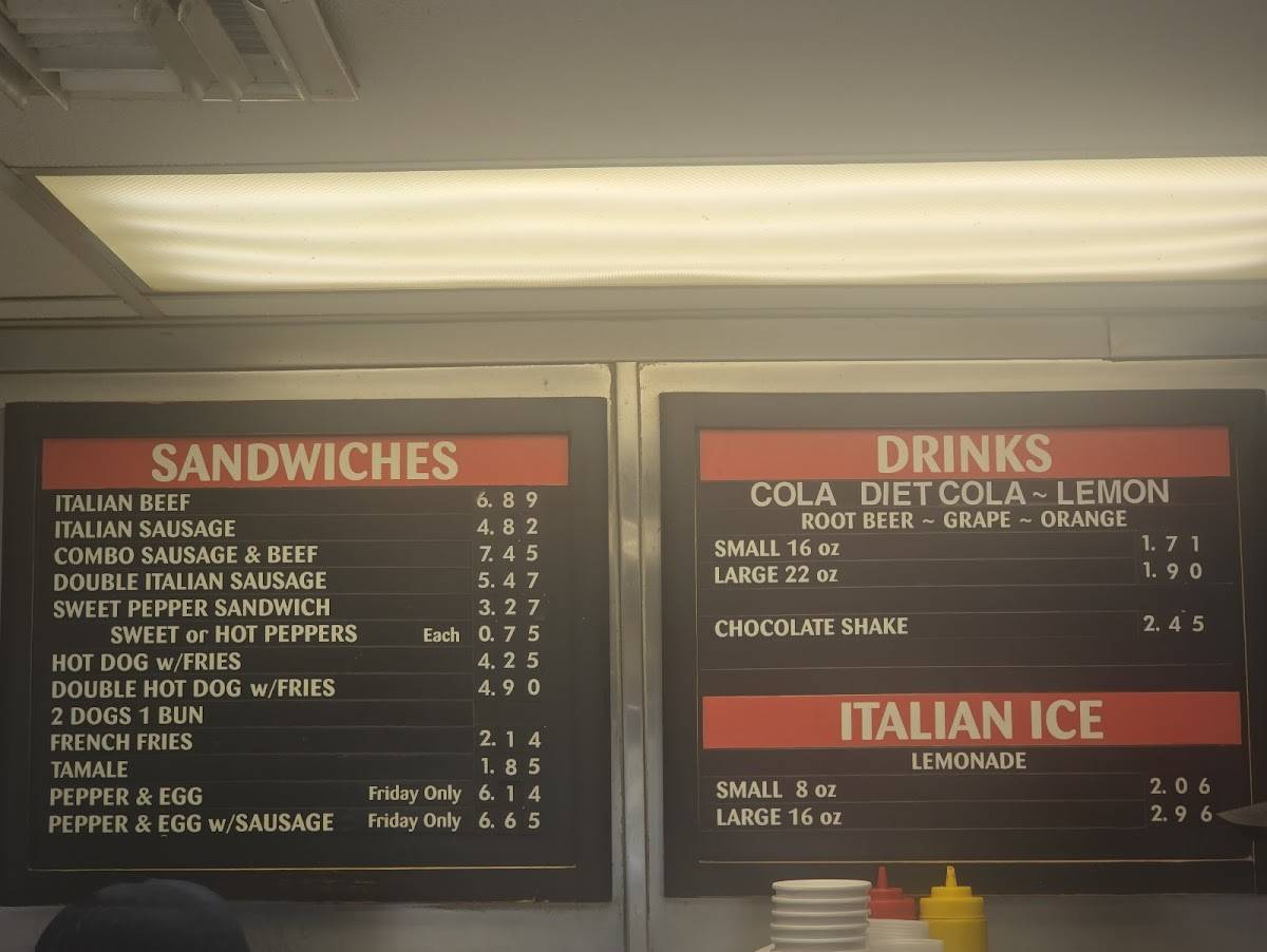 Menu at Johnnie's Beef restaurant, Elmwood Park, W North Ave
