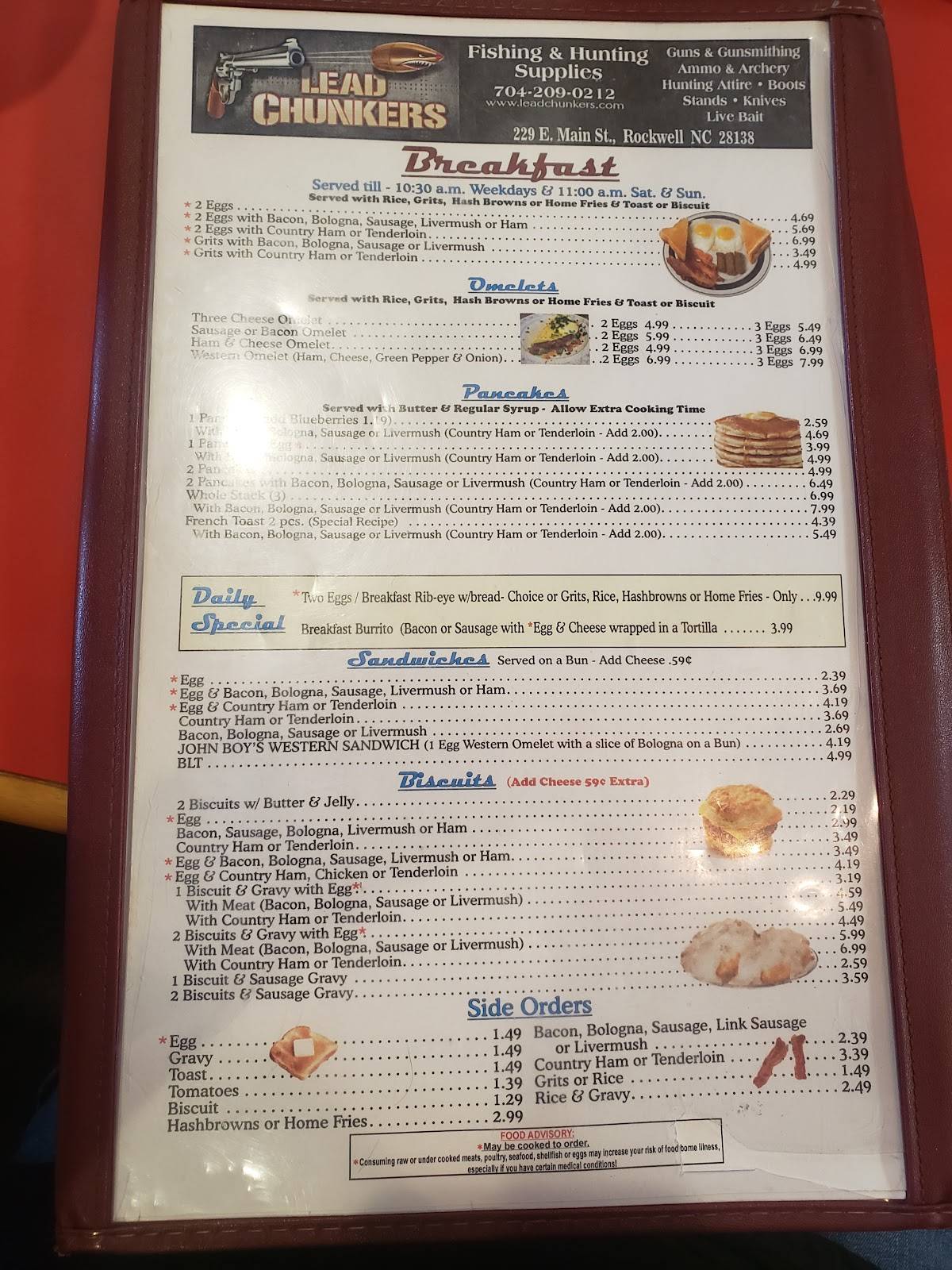 Menu at Johnny's Barbeque, Rockwell