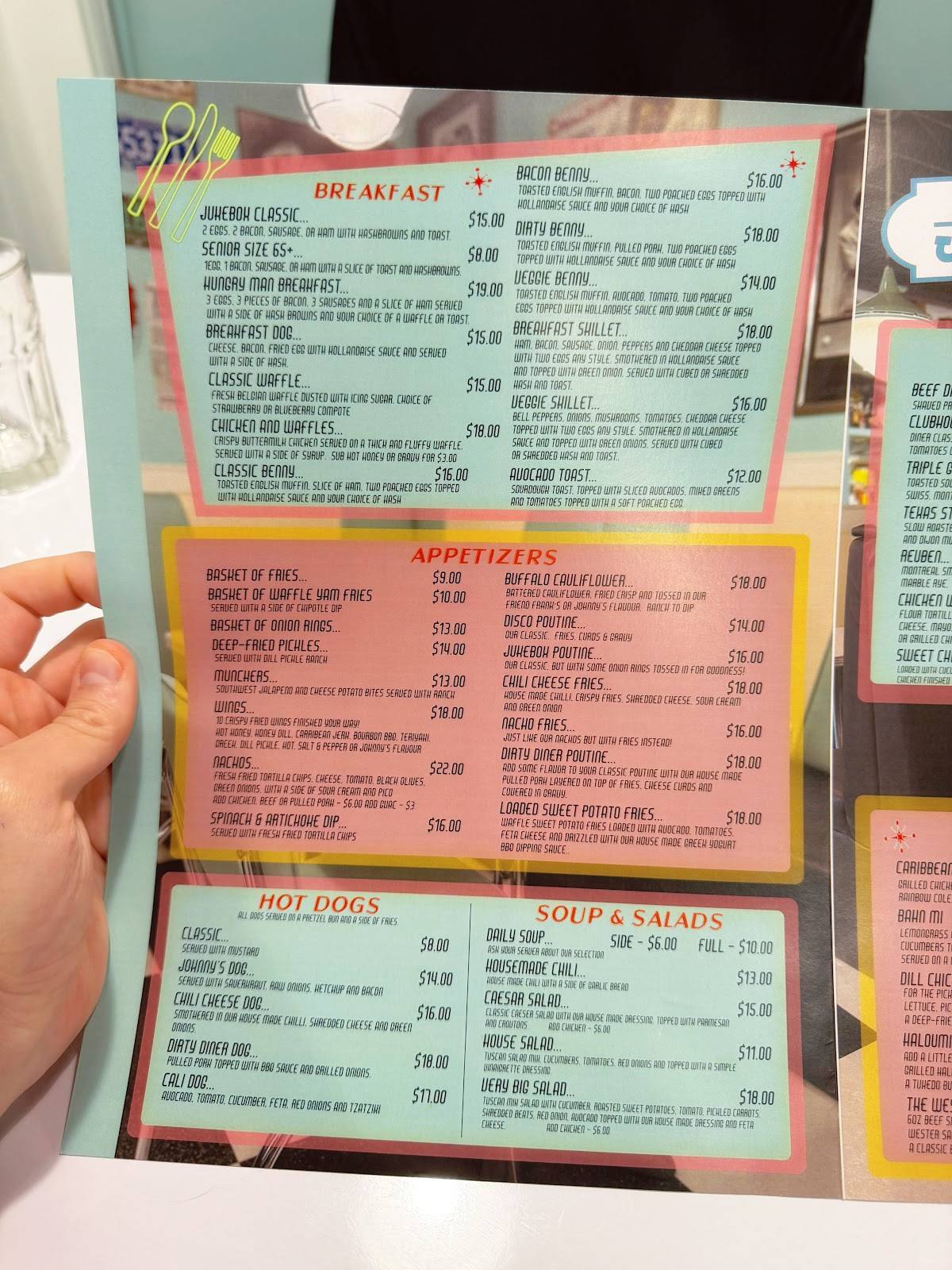 Menu at Johnny's Jukebox Diner restaurant, Chilliwack