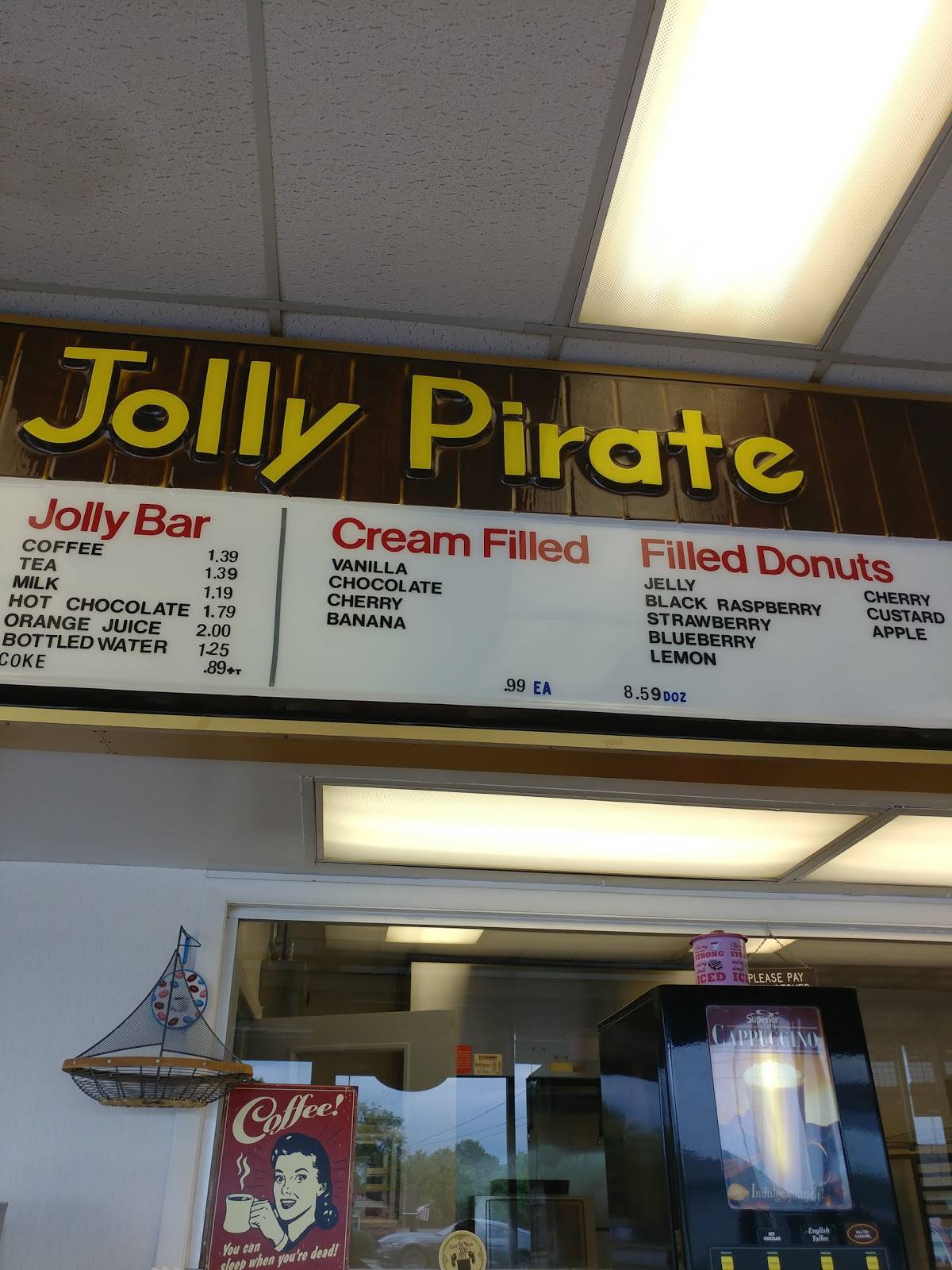 Menu at Jolly Pirate Donuts cafe, Newark