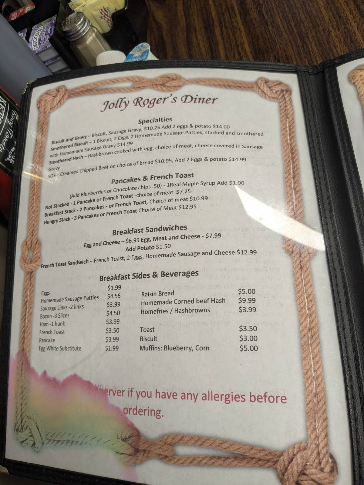 Menu at Jolly Roger's Diner, Northborough