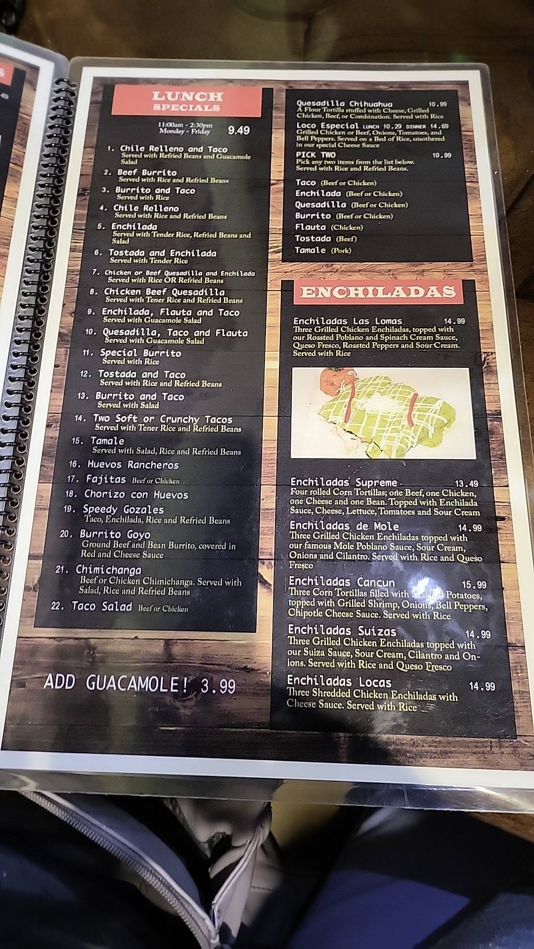 Menu at Jose Locos restaurant, Springfield, 935 N Glenstone Ave