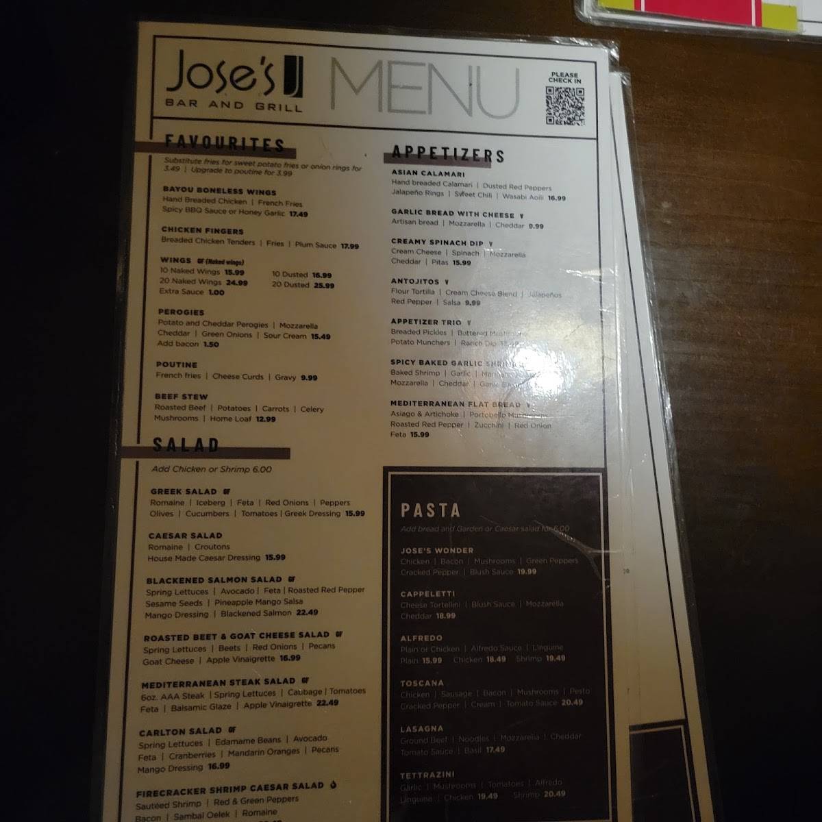 Menu at Jose's Bar & Grill Windsor, Windsor