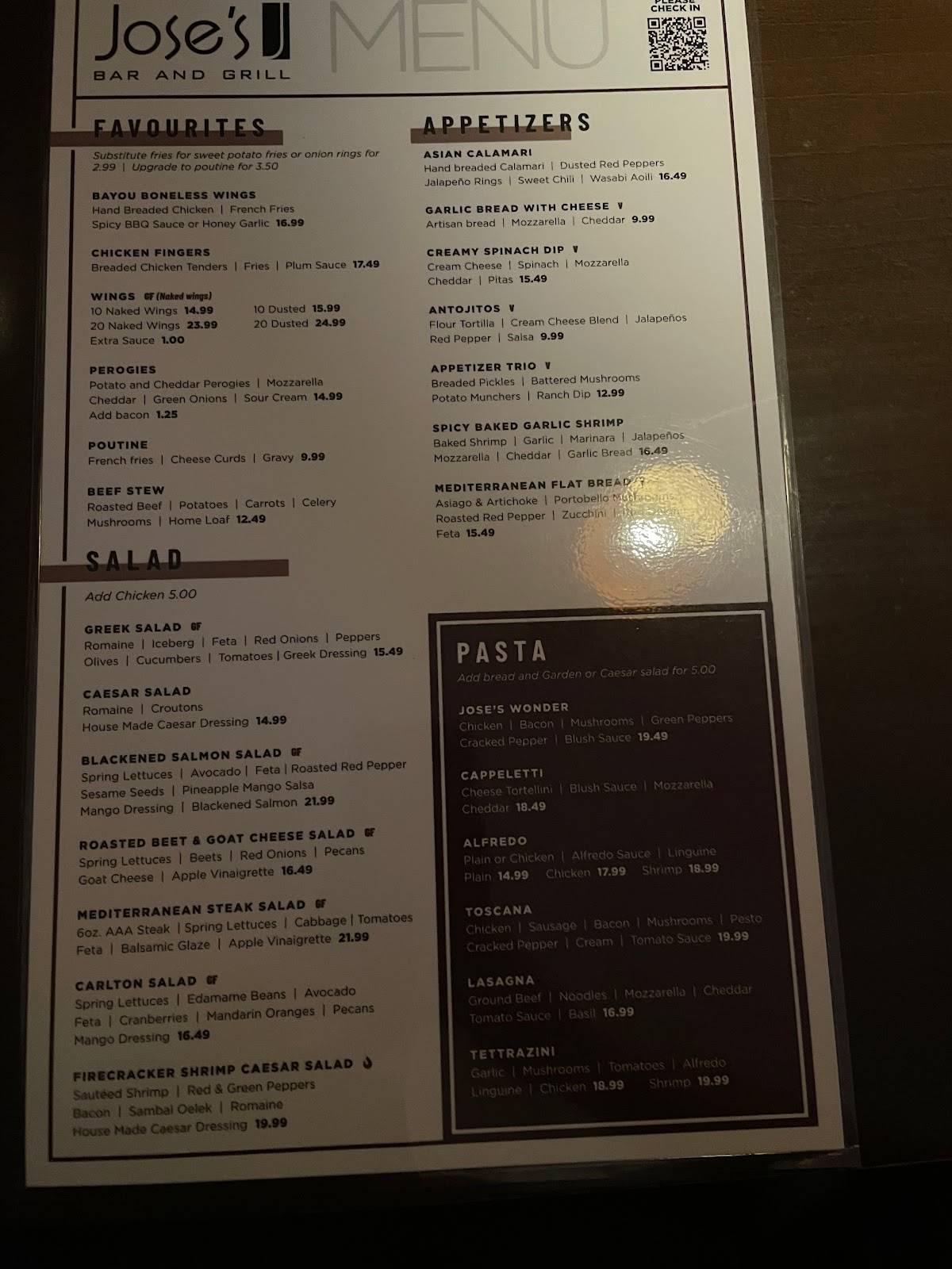 Menu at Jose's Bar & Grill Windsor, Windsor